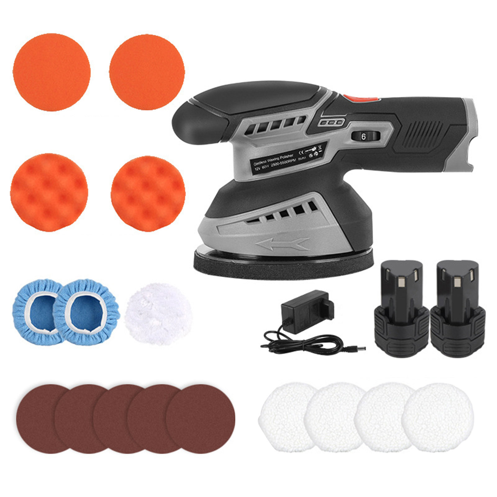 BONYOUN 16Pcs/Set Cordless Car Buffer Polisher Kit 5250Rpm 6 Variable ...