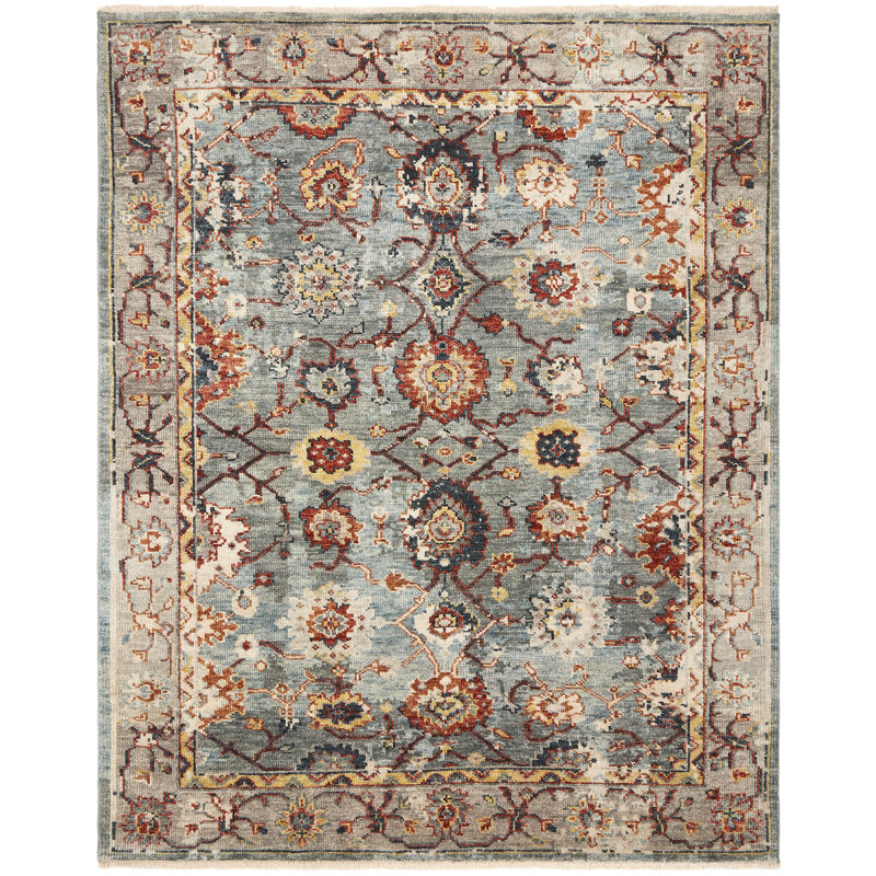 Madison Couture Rugs Oasis Hand-Knotted Blue/Grey Wool Area Rug | Perigold