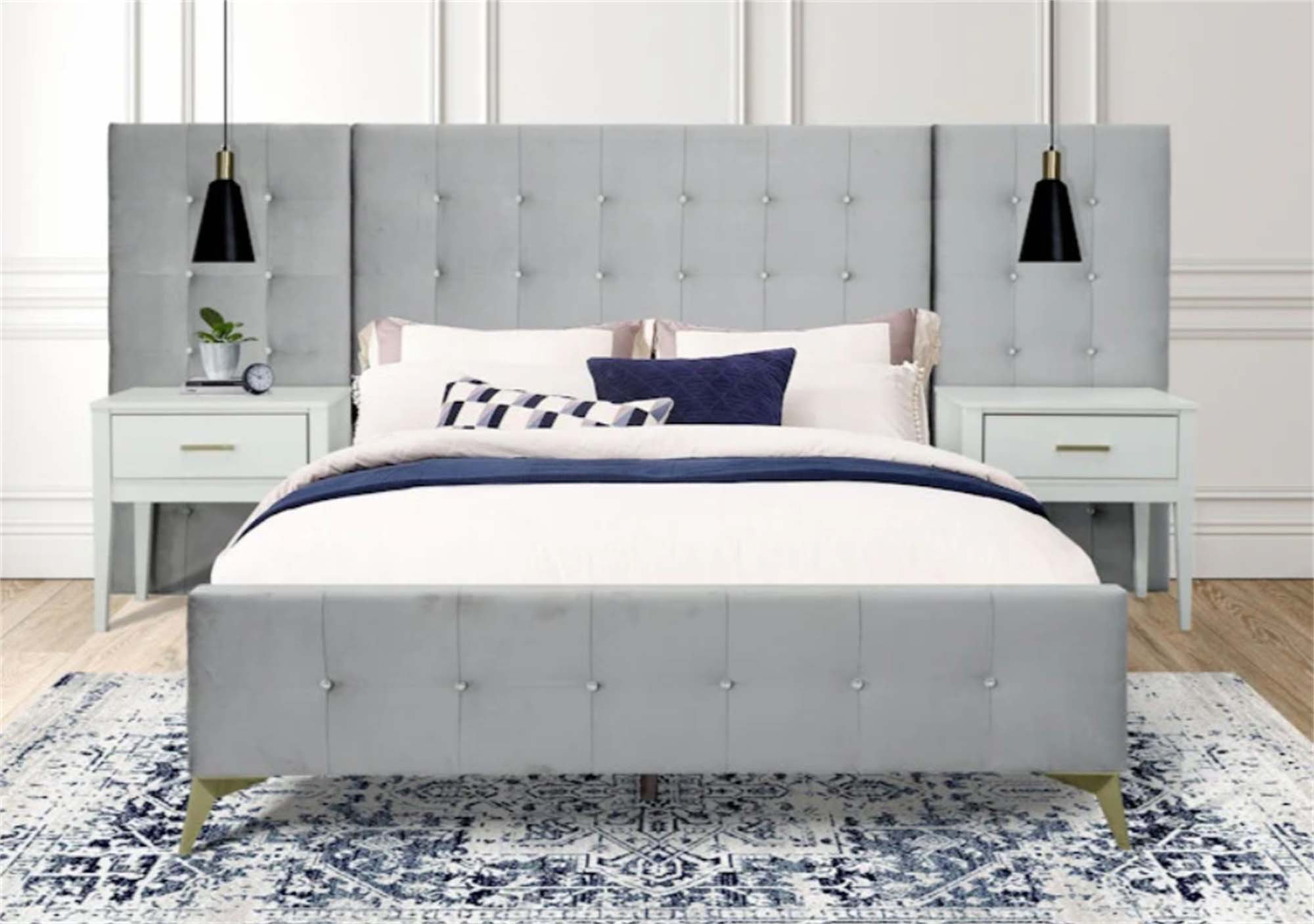 Mercer41 Emma - Bed - Silver With 2 End Tables | Wayfair