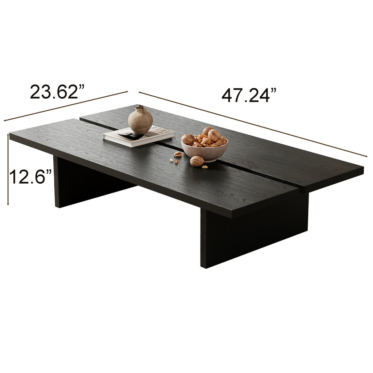 Latitude Run® 47"Modern Wood Coffee Table, Rectangler Sled Coffee Table ...