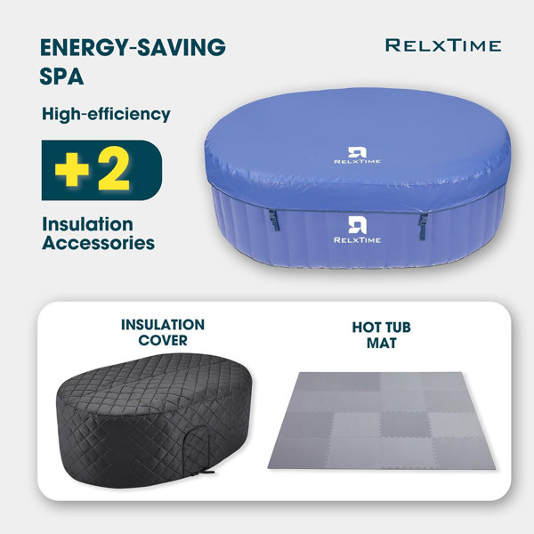 RELXTIME Portable Oval Energy-Saving Inflatable Hot Tub for 2 People ...