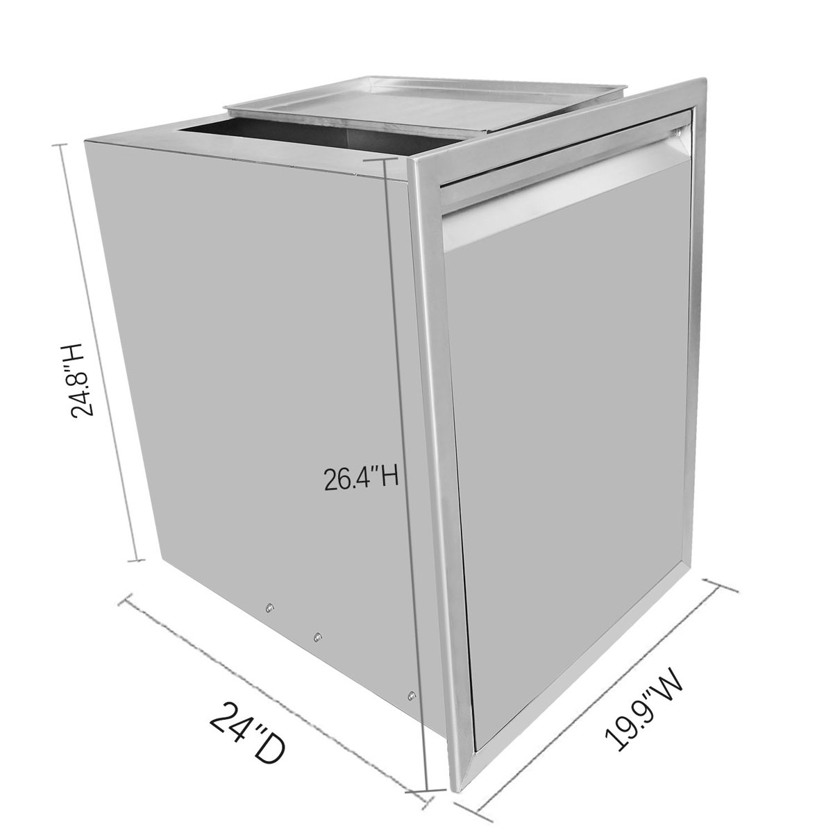 Rebrilliant Built-in Double Trash Drawer Stainless Steel W20''X H27''X ...