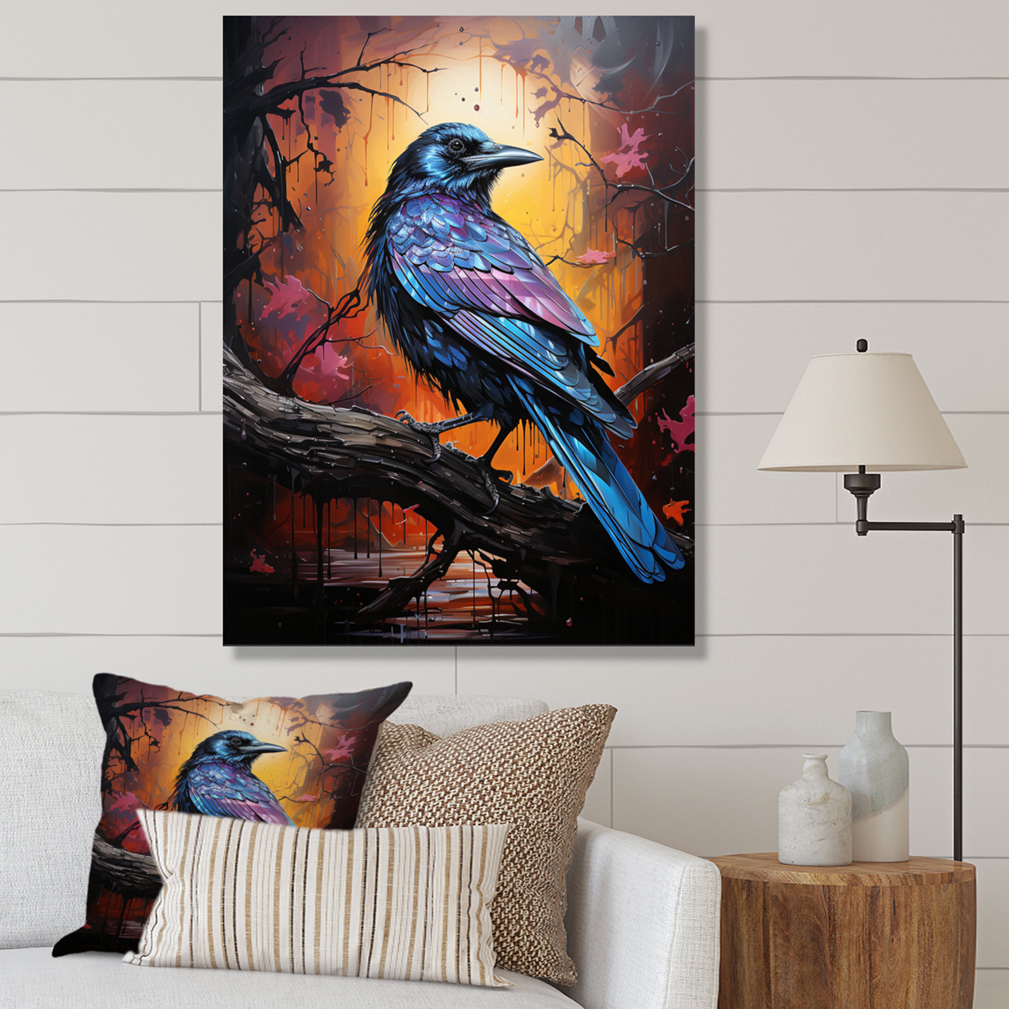 Red Barrel Studio® Javonda Animal Obsidian Raven Drips I - Print on ...