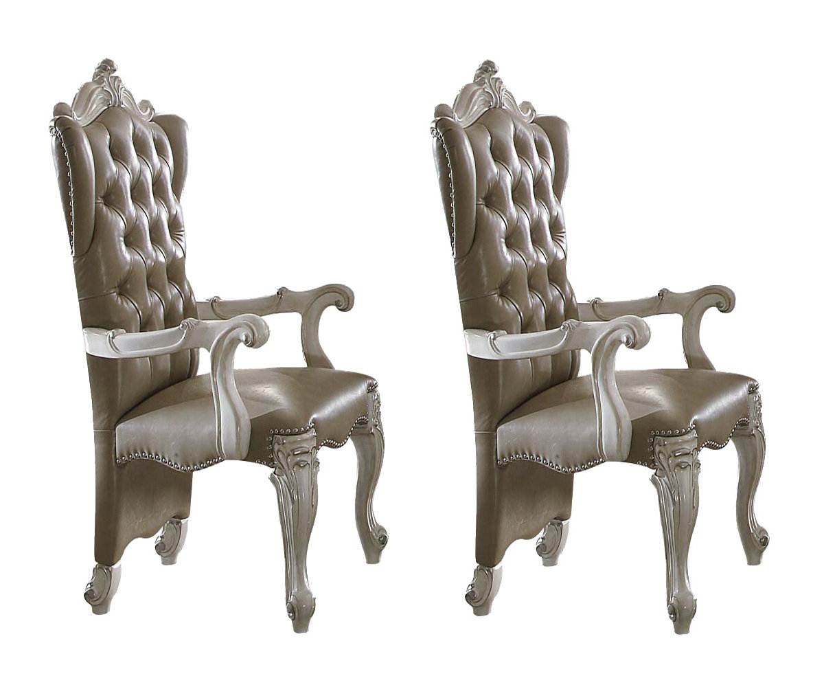Plethoria Calvert Vintage Brown and Bone White Wingback Arm Chairs ...