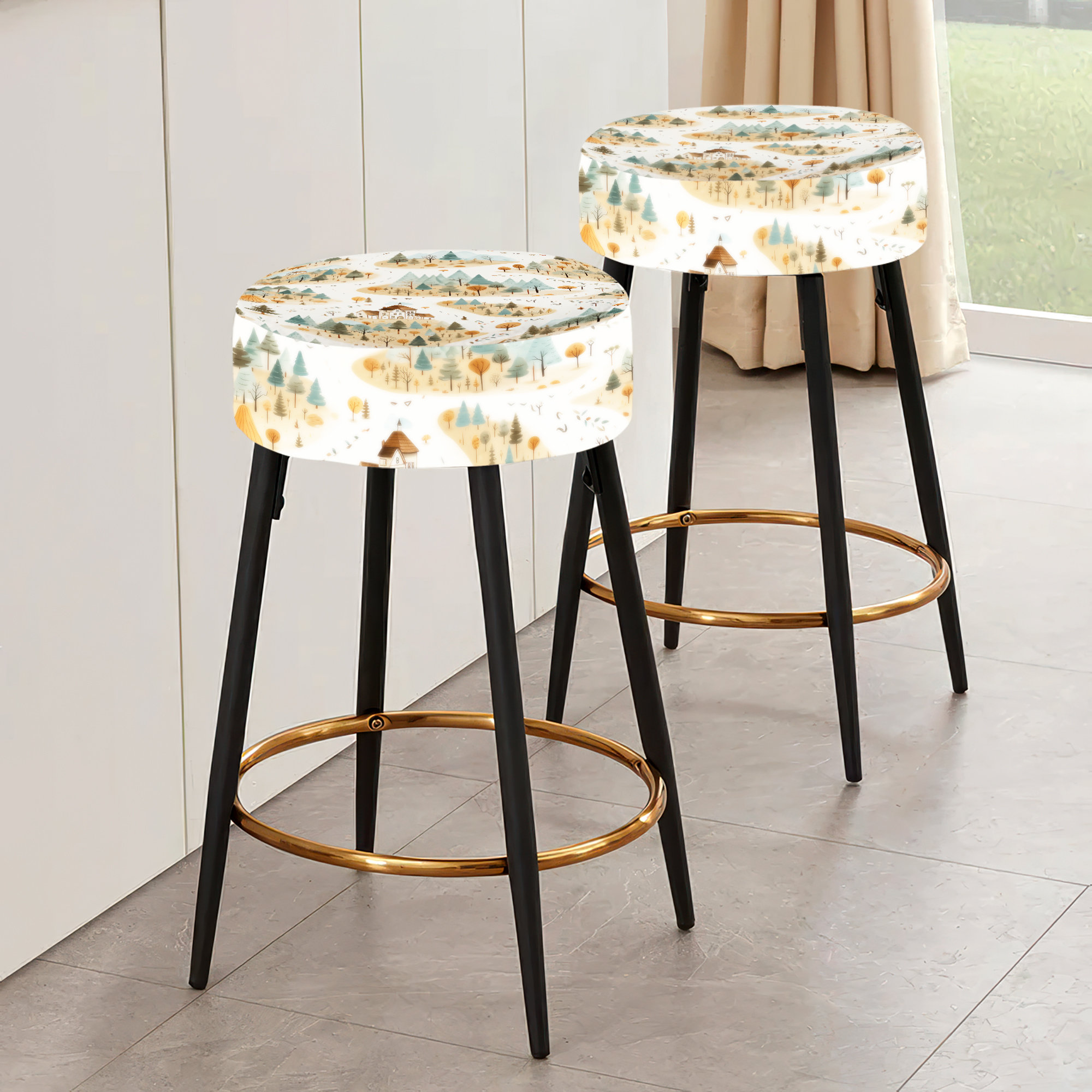 Millwood Pines Emerine - Abstract Bar Stools Set Of 2 | Wayfair