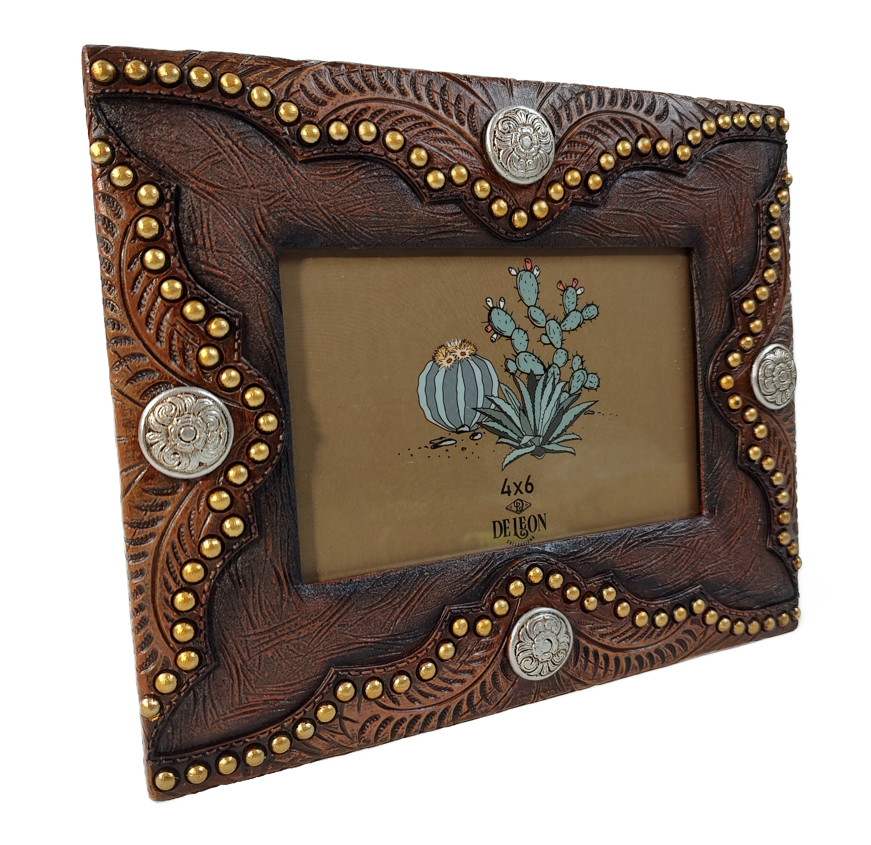 Bungalow Rose Rozay Polyresin Faux Tooled Leather Western Rustic Concho ...