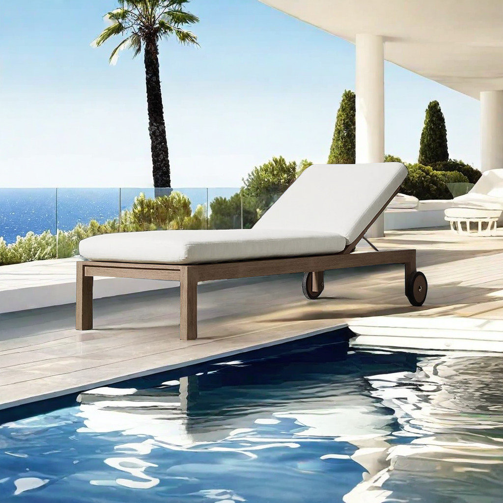 Elegant Home Furnishings.s Teak Outdoor Lounger with Adjustable ...