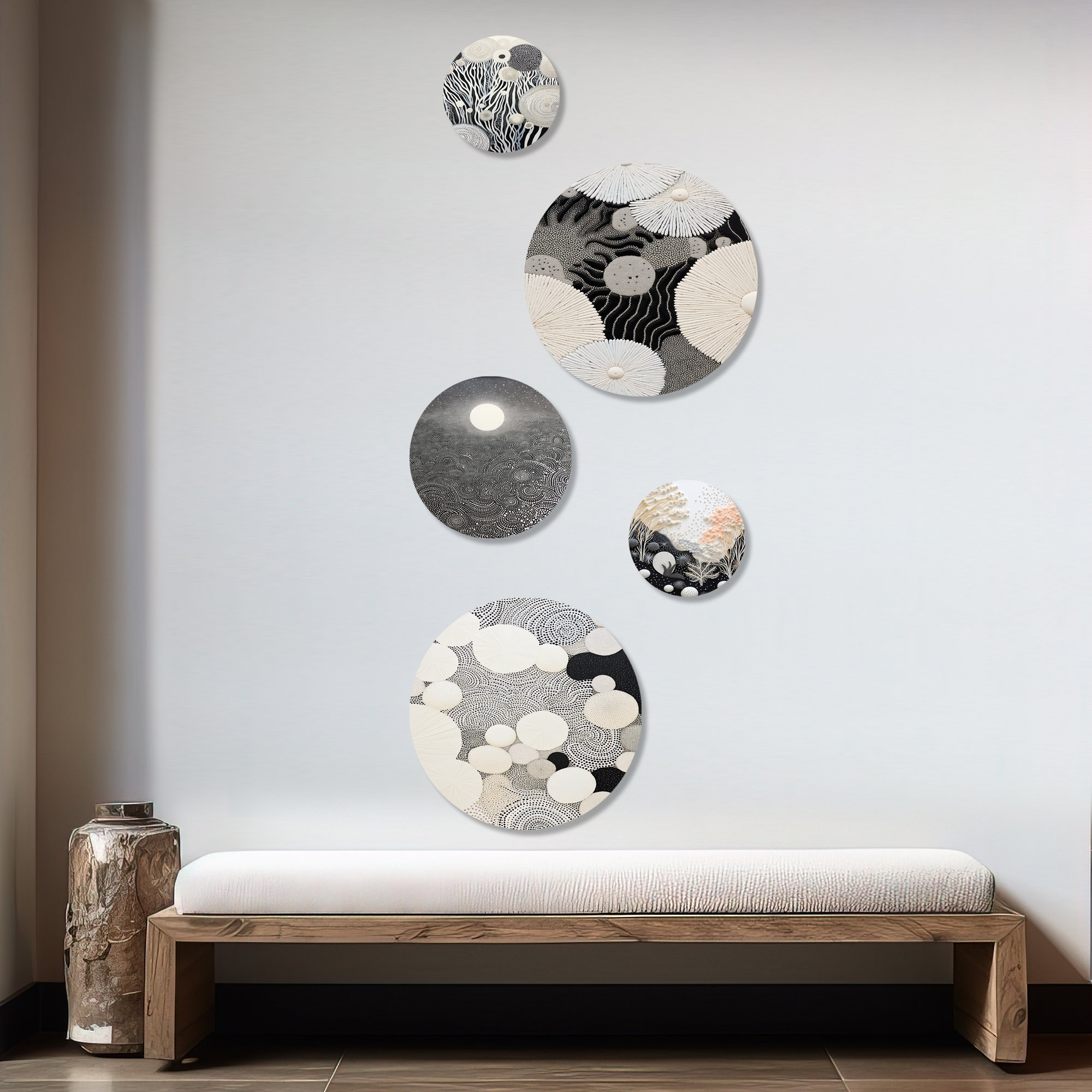 George Oliver Abstract Black And White Corals Reef - Coastal Coral ...