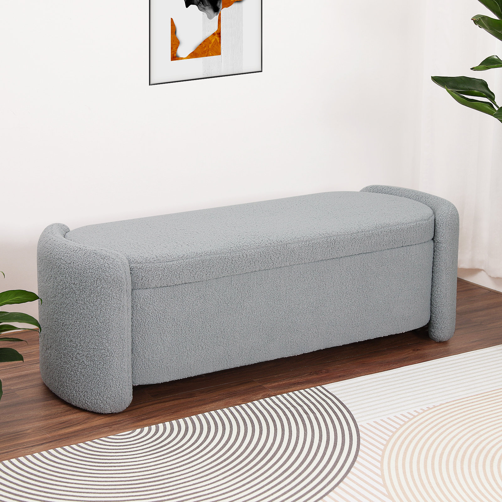 Ebern Designs Idylwood Upholstered 51.2" Oval Flip Top Storage Bench ...