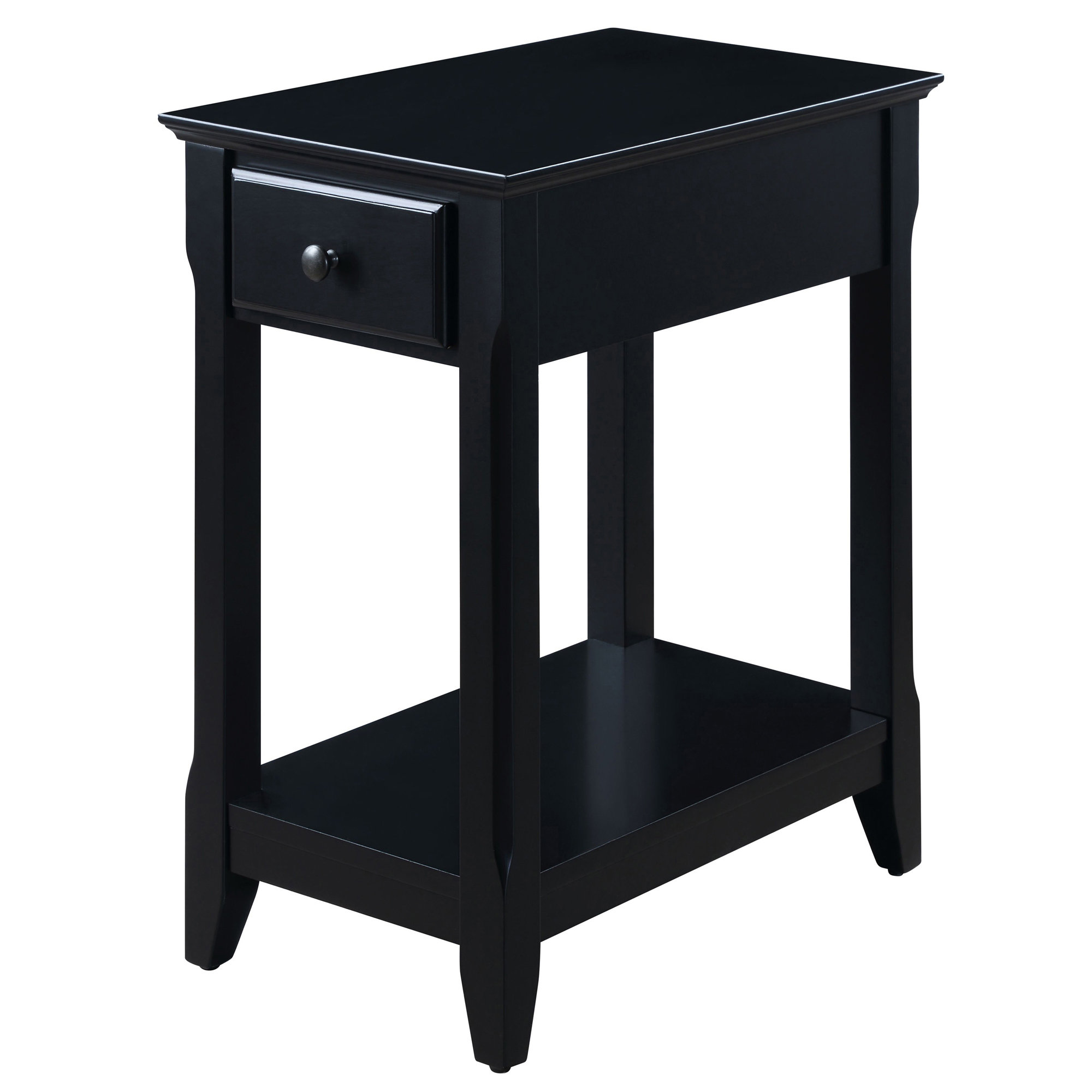 Latitude Run® Sturdy End Table with Bottom Shelf and Single Drawer ...
