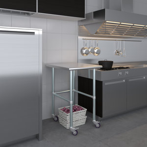 Amgood Stainless Steel Open Base Work Table with Wheels & Reviews | Wayfair