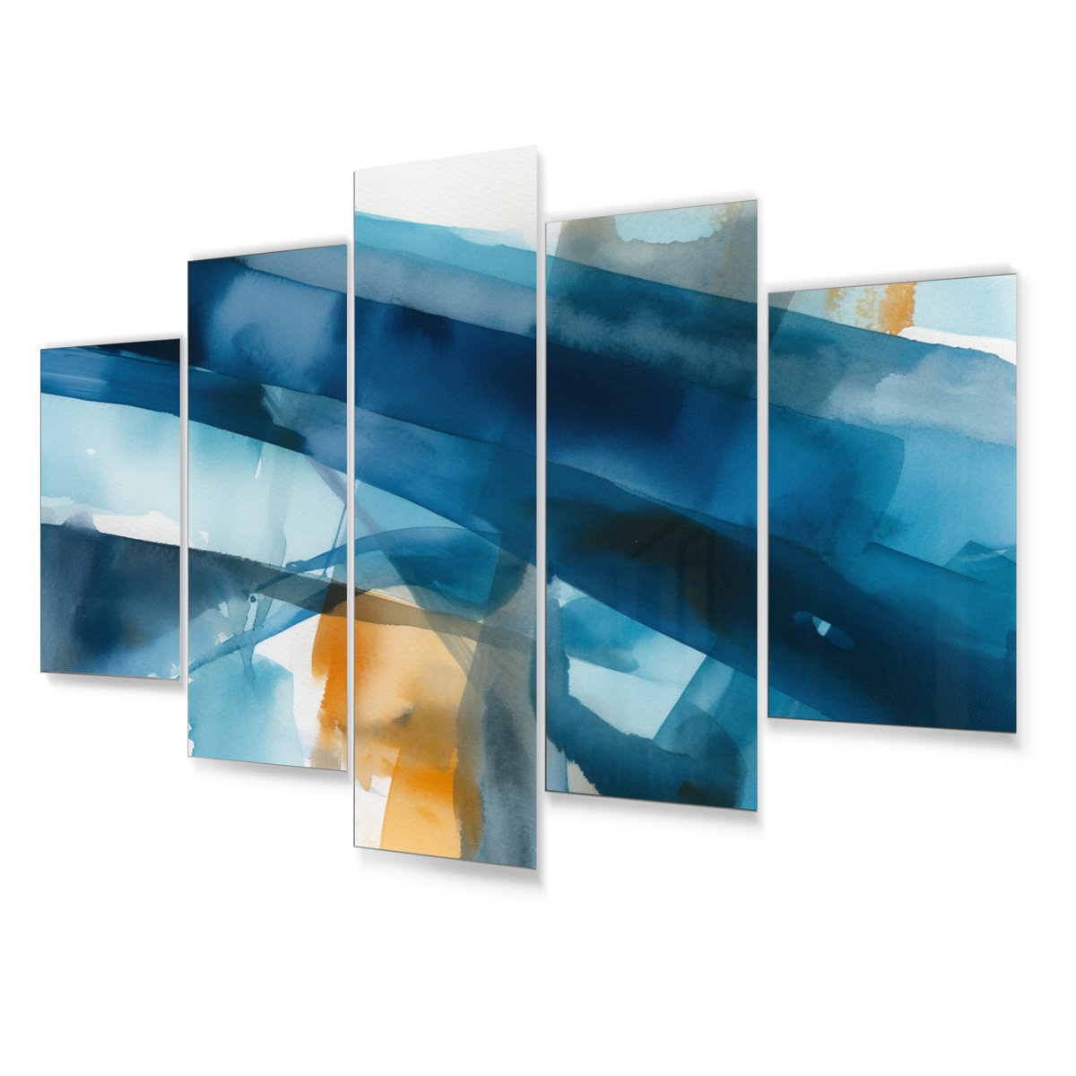 Mercer41 Blue and Gold Fusion III - Fractals Metal Wall Art Living Room ...