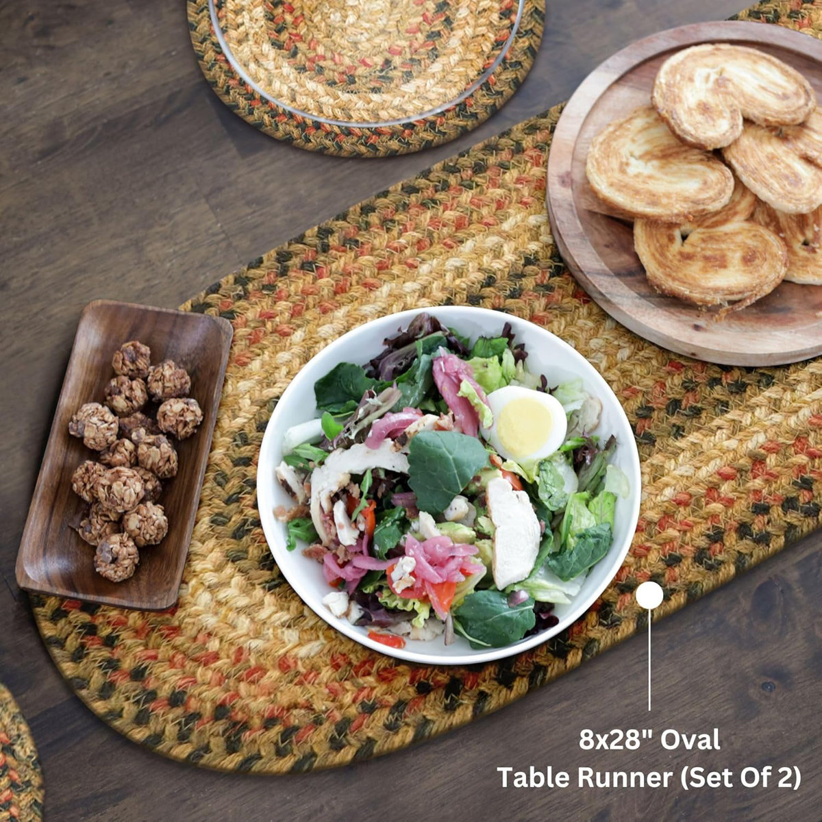 August Grove® Curtner Jute Braided Table Runner Set of 2, 8x28 Inches ...