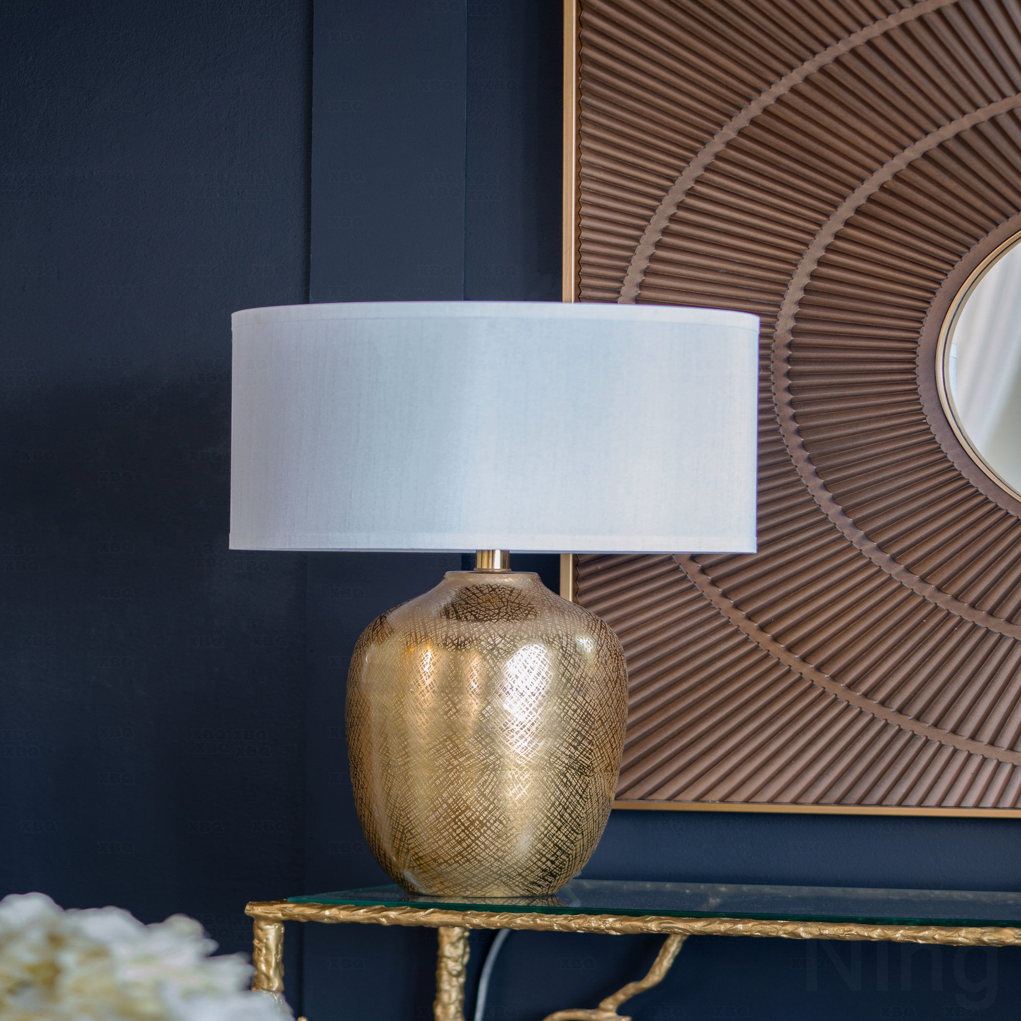 Red Barrel Studio® Table Lamp - Round Aluminum Sheet In Gold With White ...