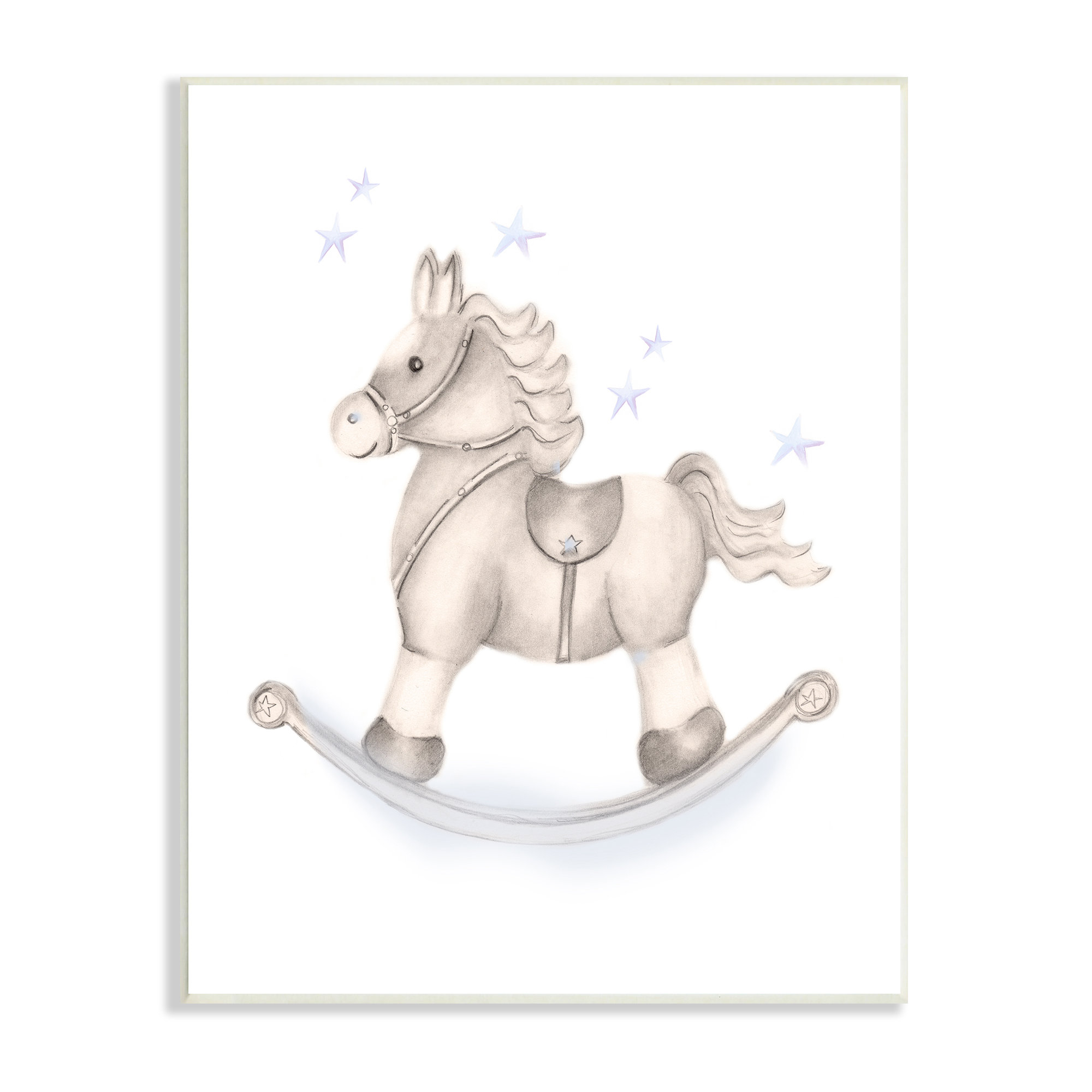 Stupell Industries Gentle Rocking Horse Blue Stars Nursery Playroom ...