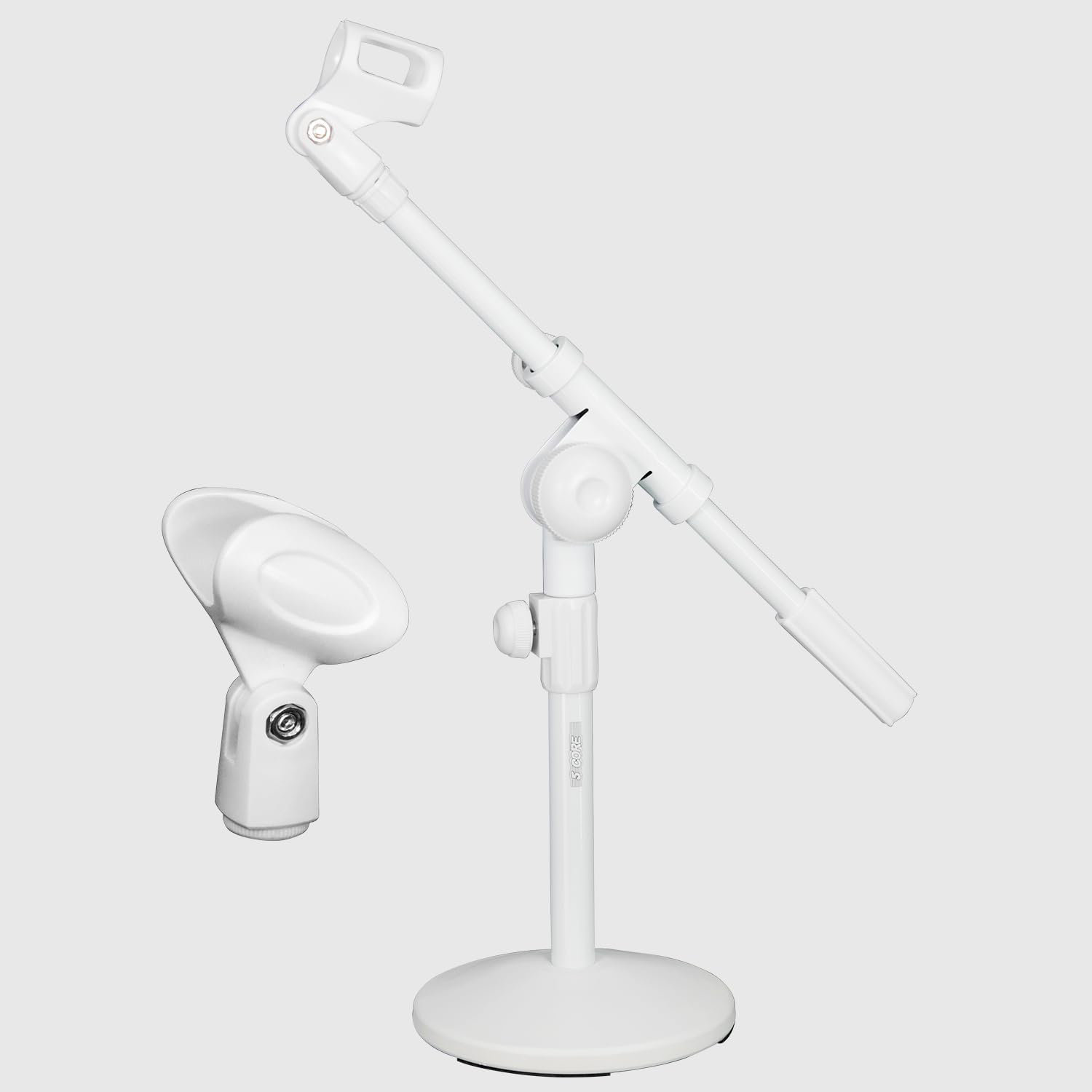 5 Core Desk Microphone Stand White Adjustable Height Extendable Boom ...