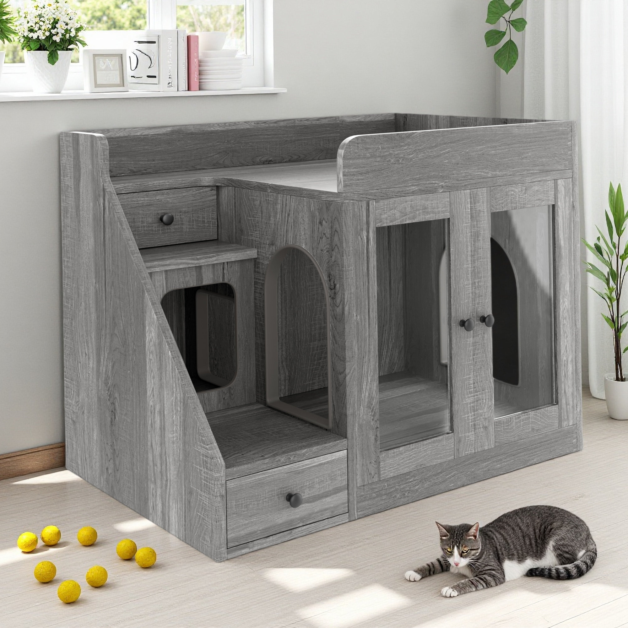 Archie & Oscar™ Cat Litter Box Furniture With Built-in Light & Storage ...