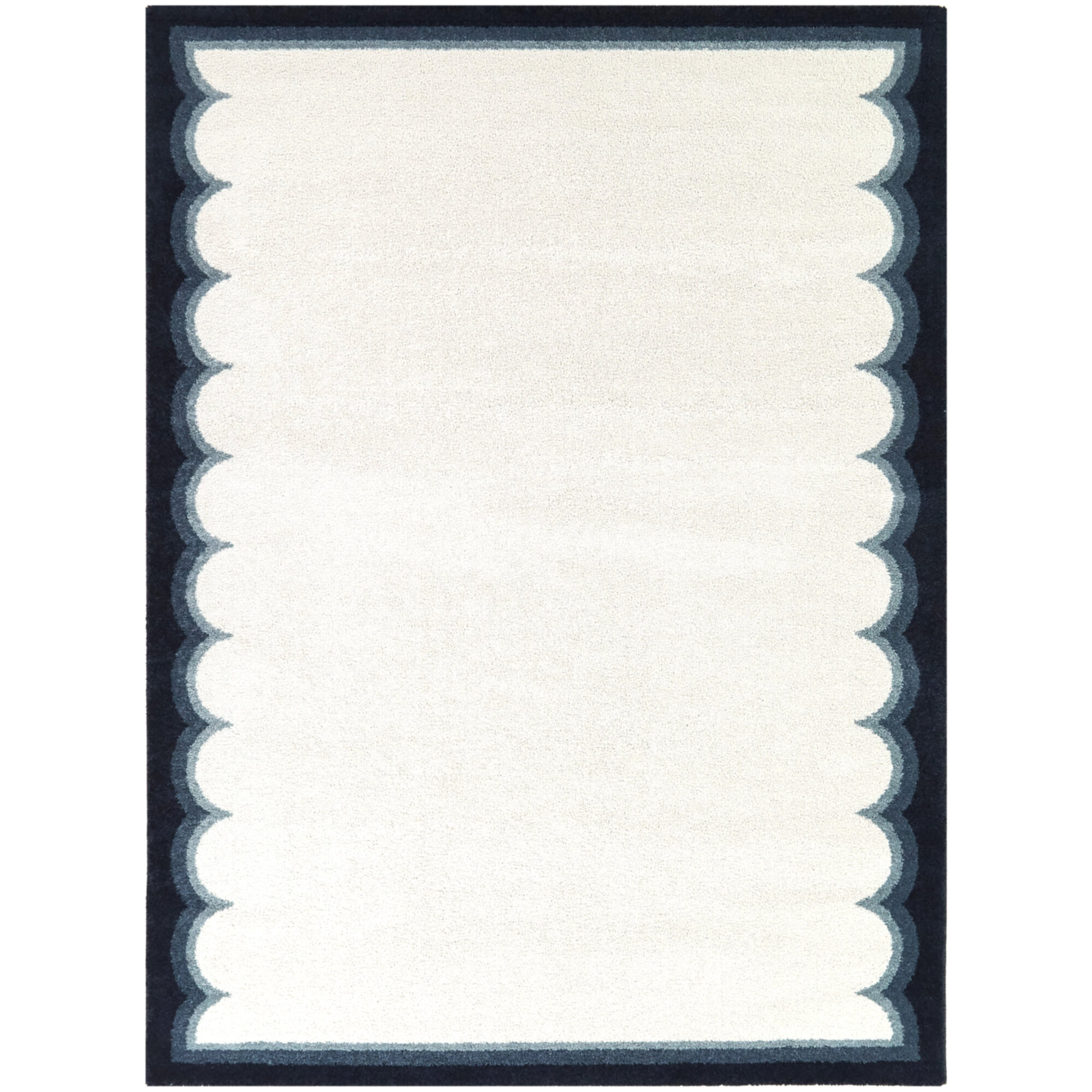 Ebern Designs Hildegard Navy Blue Modern Border Area Rug | Wayfair