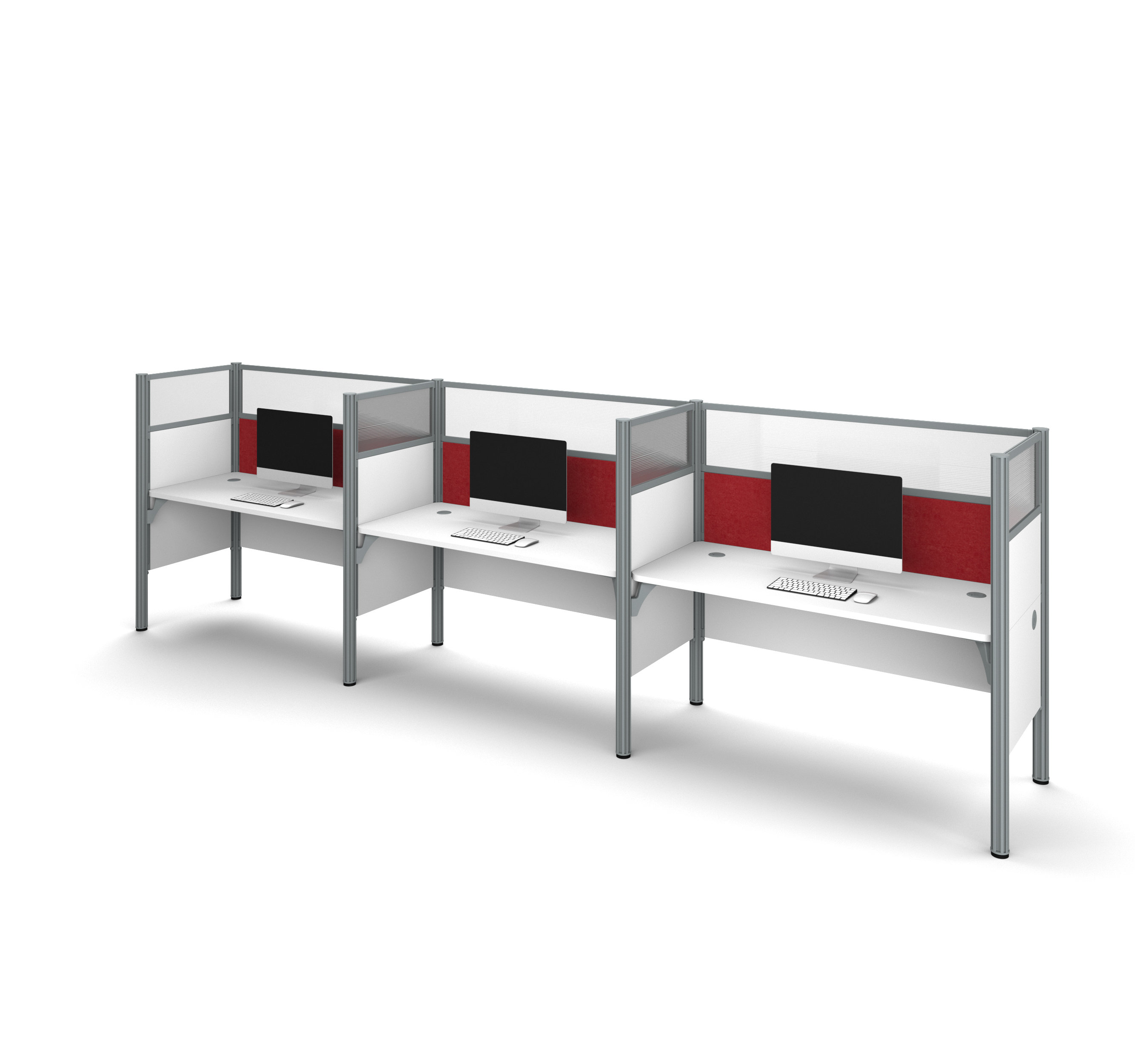Bestar Pro-Biz Triple Side-by-Side Workstation with 6 Privacy Panels ...