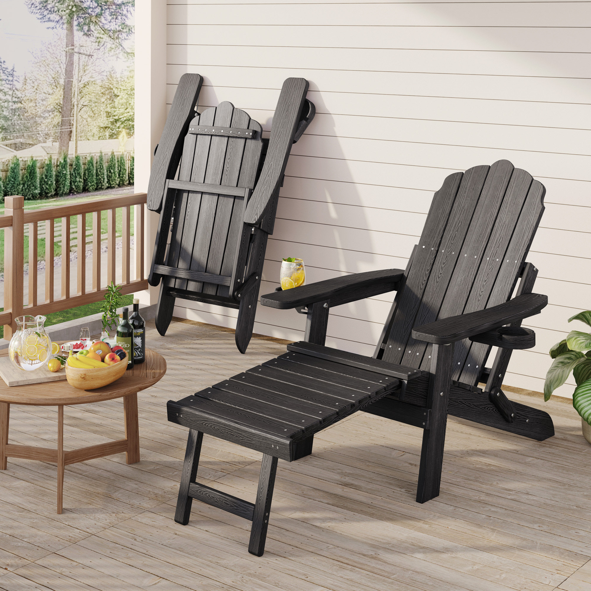 Highland Dunes Shonda Adjustable Backrest Folding Adirondack Chair ...