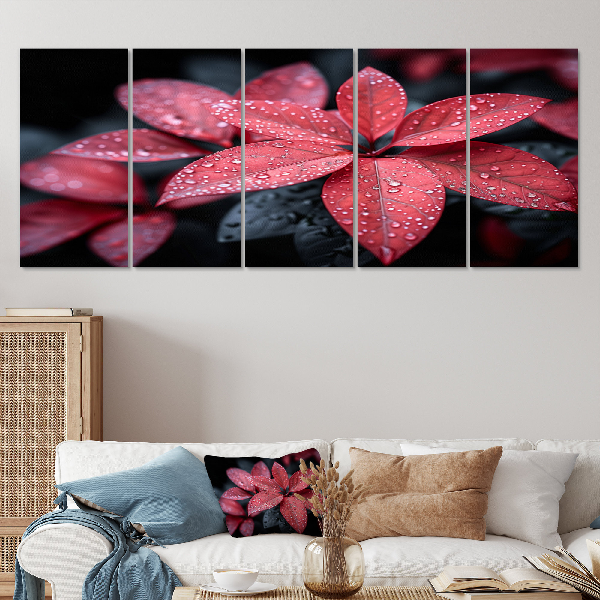 Latitude Run® Red Black Poinsettia Raindrop Reflections I - Plants Wall ...