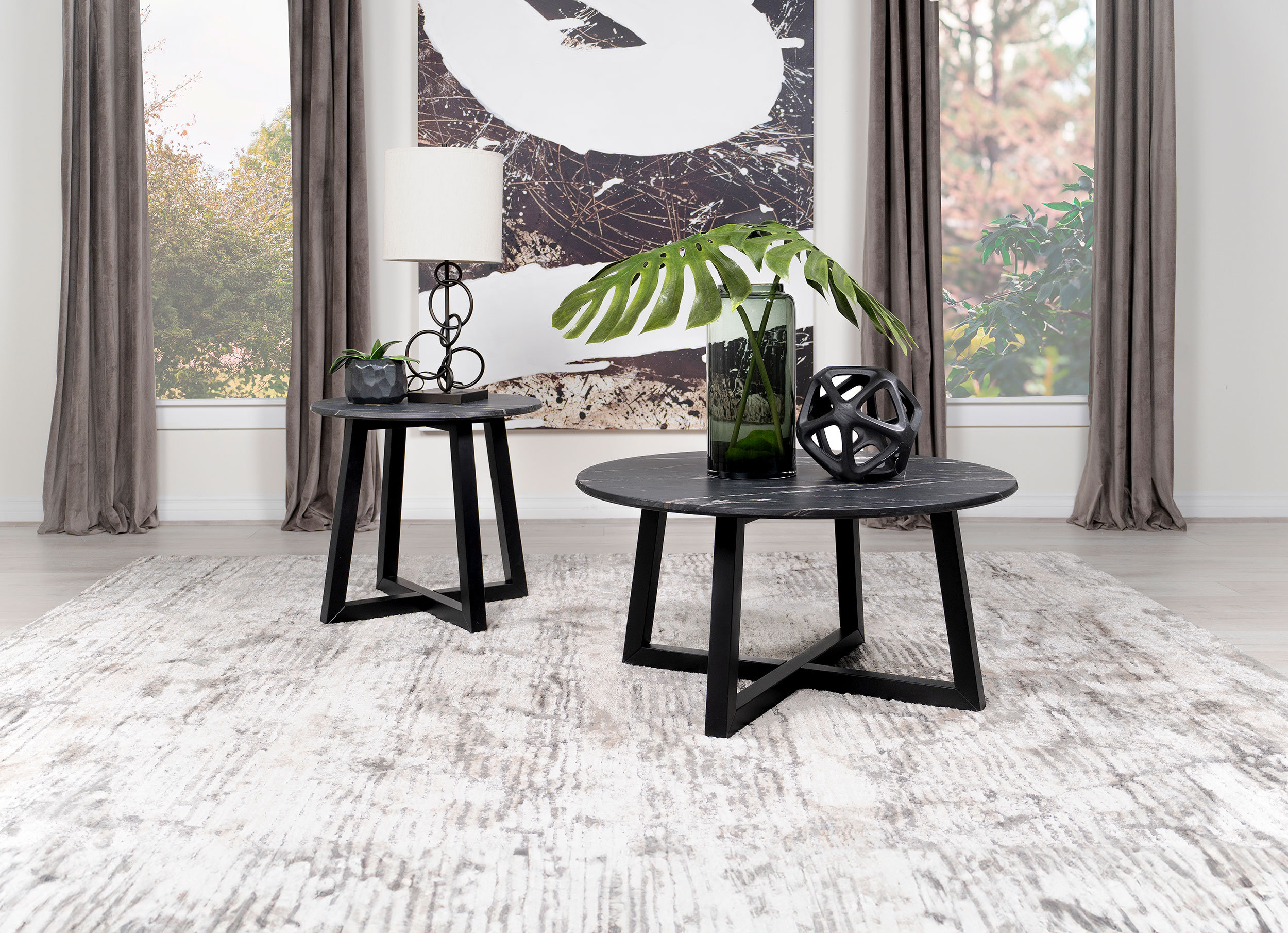Ivy Bronx Hamburg 2-Piece Smarttop Coffee And End Table Set Black ...