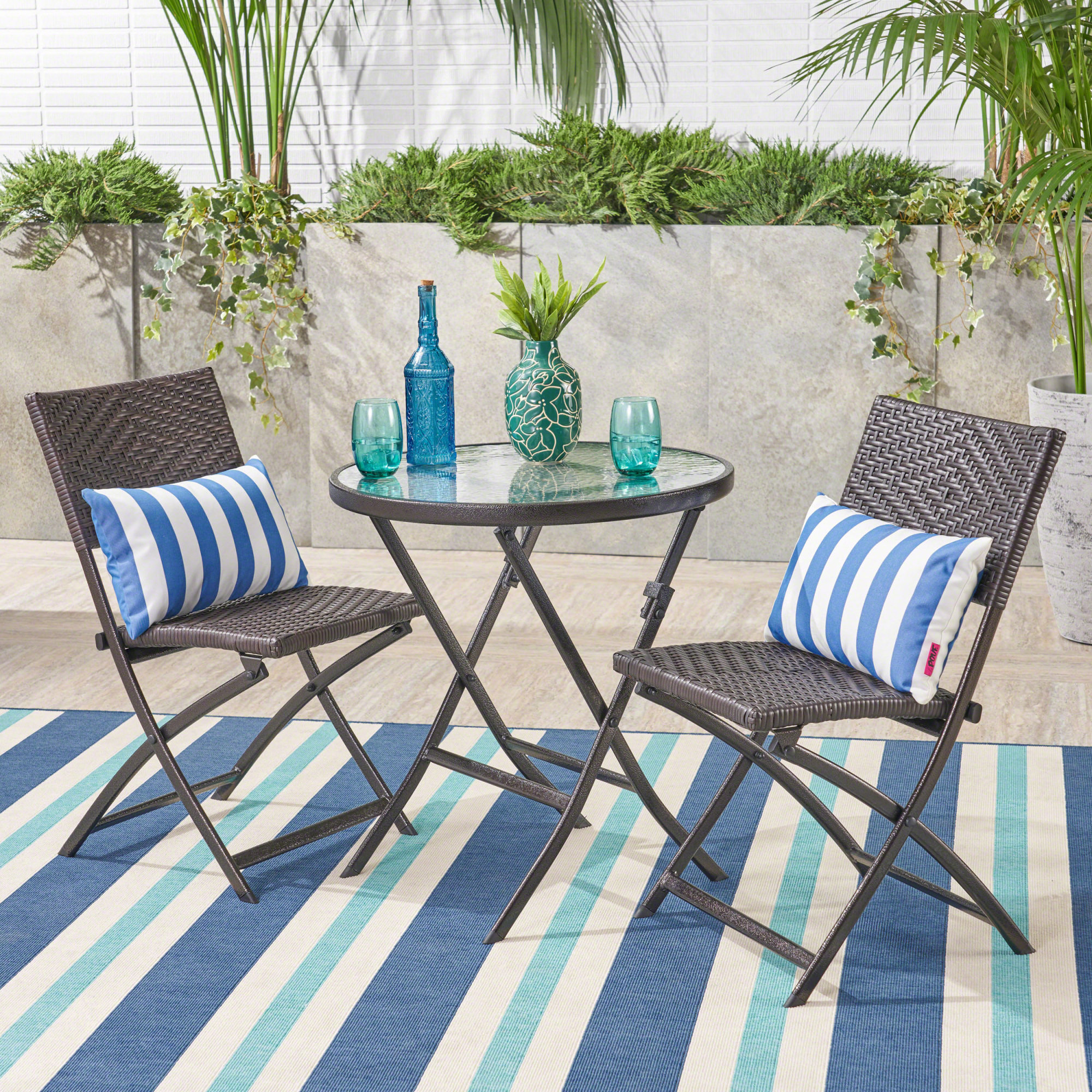Latitude Run® Tahere 3-piece Folding Table And Chair Set - Compact ...