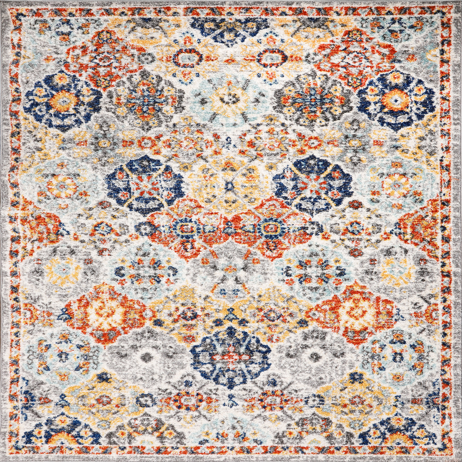 Bungalow Rose Drogo Oriental Orange/Navy/Gray Area Rug | Wayfair
