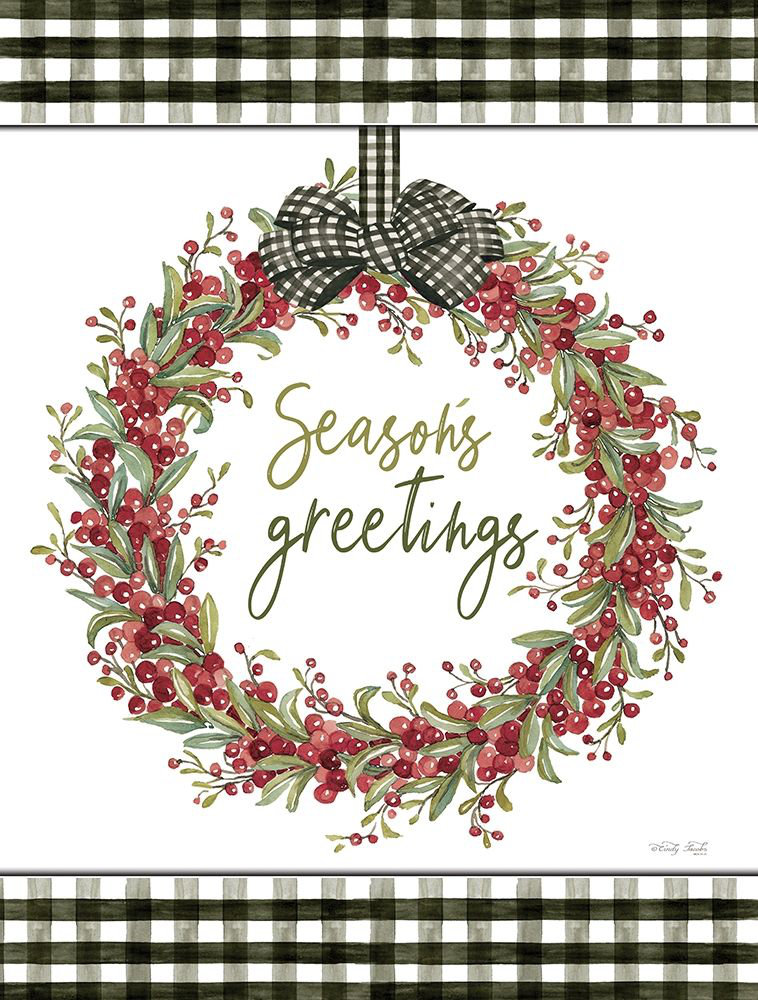 The Holiday Aisle® Season''''s Greetings Wreath Poster Print By Cindy ...