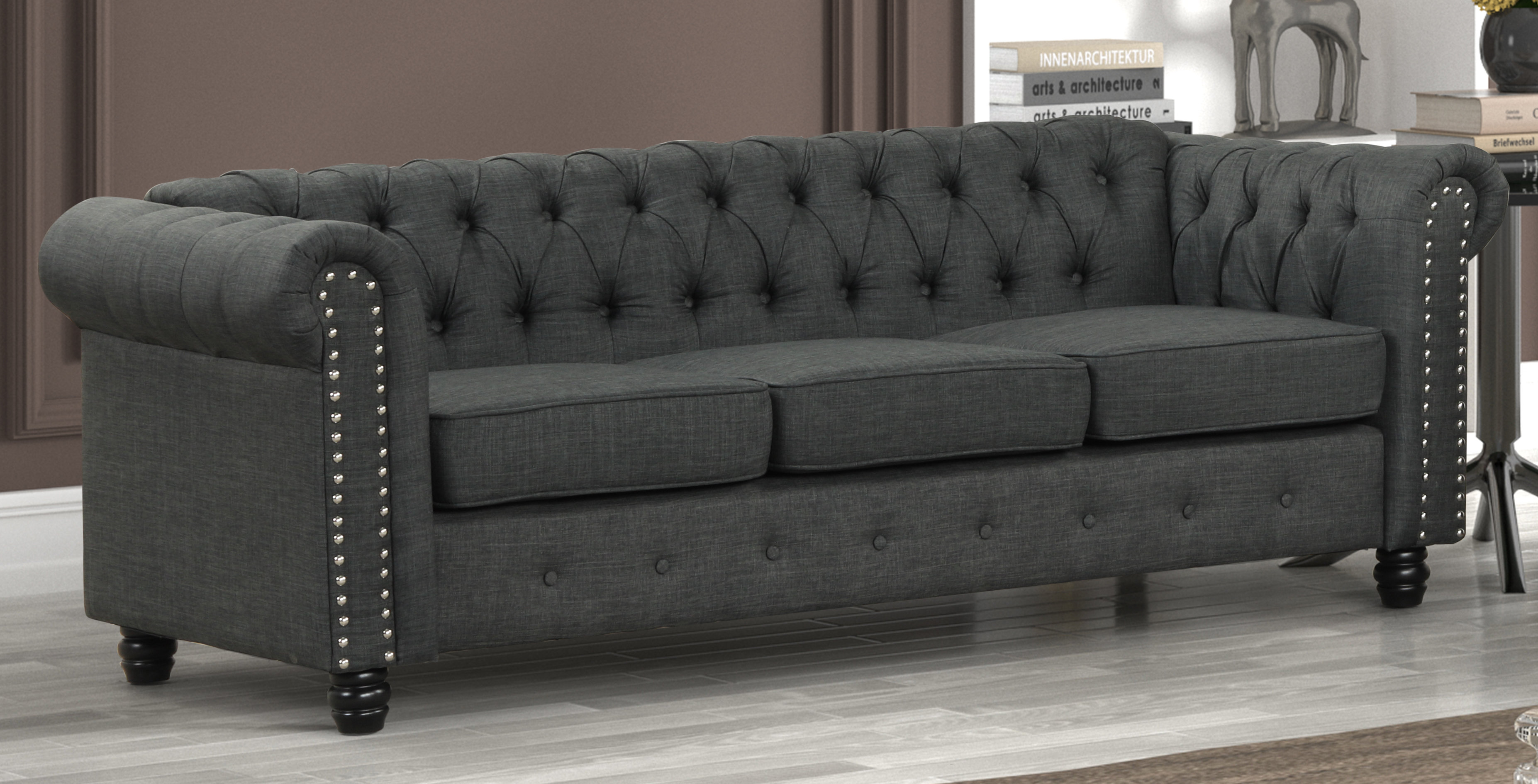 USLivings 84'' Rolled Arm Chesterfield Sofa - Wayfair Canada