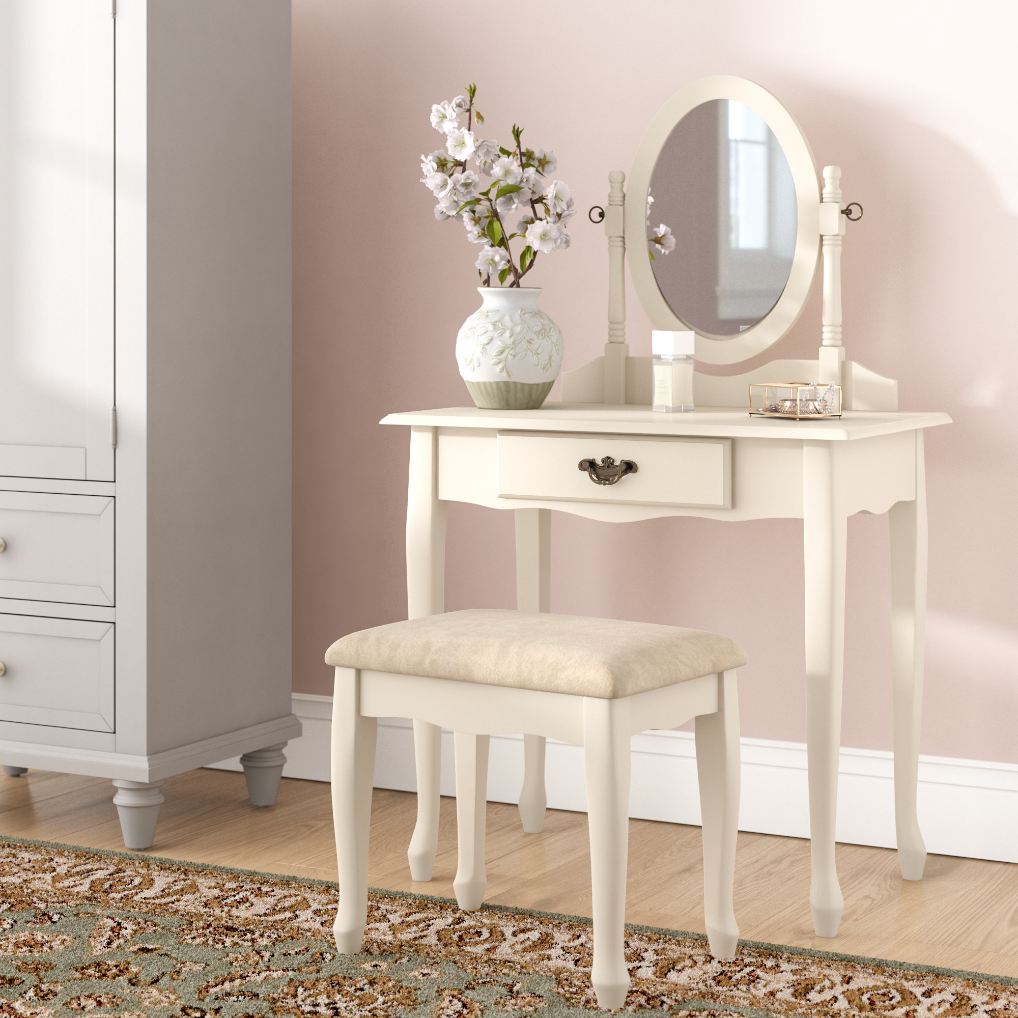 Charlton Home® Ogden Vanity Set with Mirror & Reviews | Wayfair