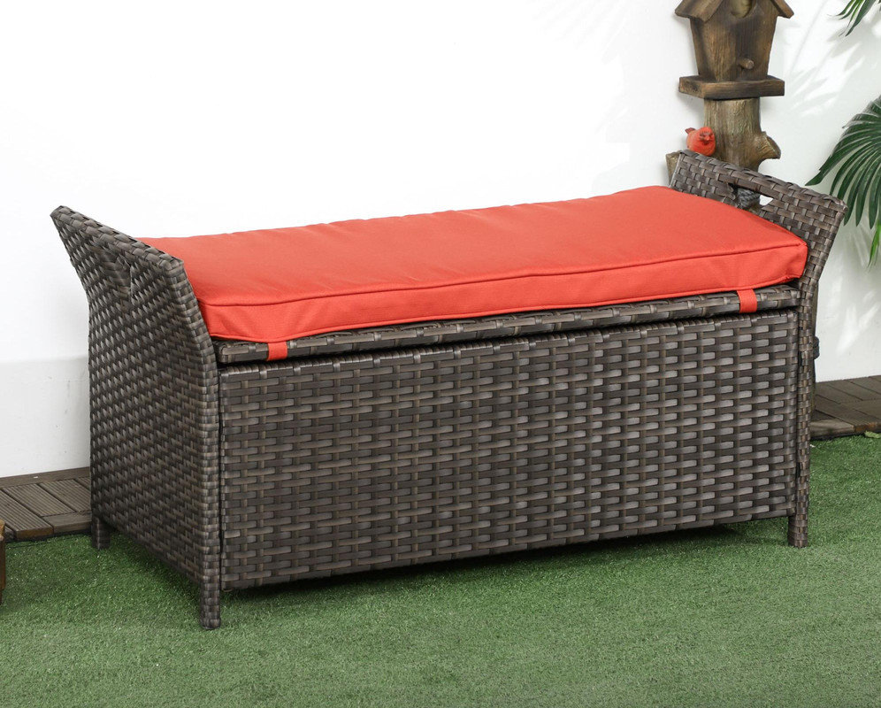 Dovecove Patio wicker storage stool, outdoor PE cane patio furniture, 2 ...