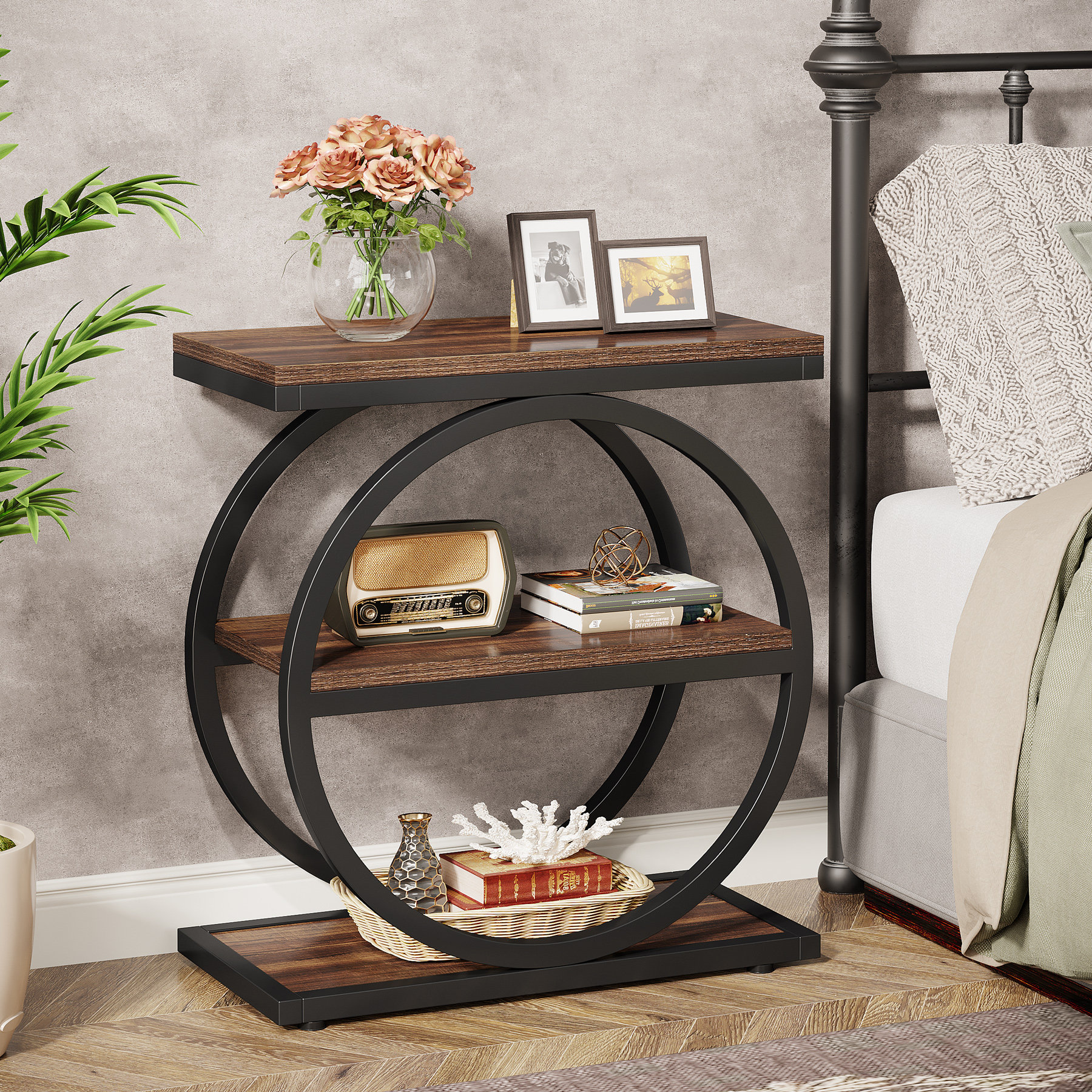 17 Stories 3-Tier End Table Set of 2, Industrial Sofa Couch Side Table ...