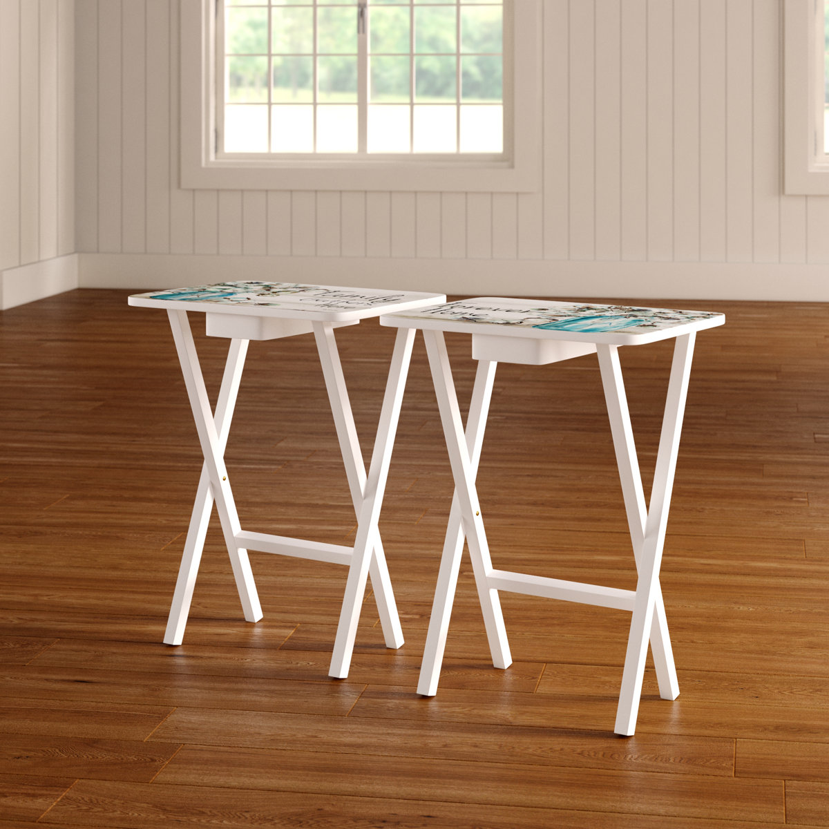 Laurel Foundry Modern Farmhouse® Senters Wood Rustic TV Tray Table Set ...