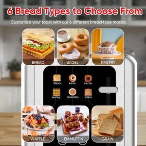 WHALL 2-Slice Stainless Steel Touch Screen Toaster with Digital Timer ...