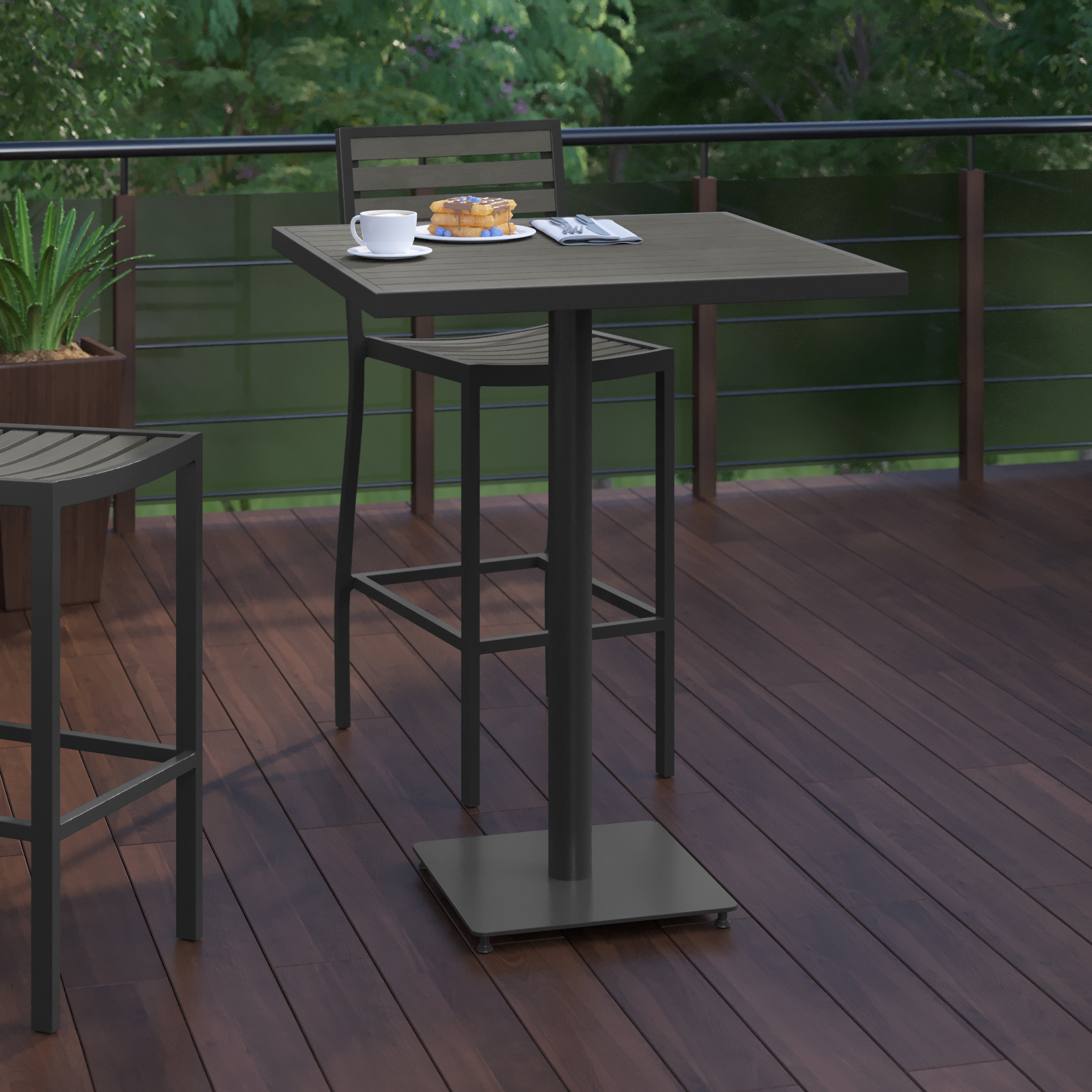 Hokku Designs Lark Commercial Grade 32" Square Outdoor Bar Height Table ...