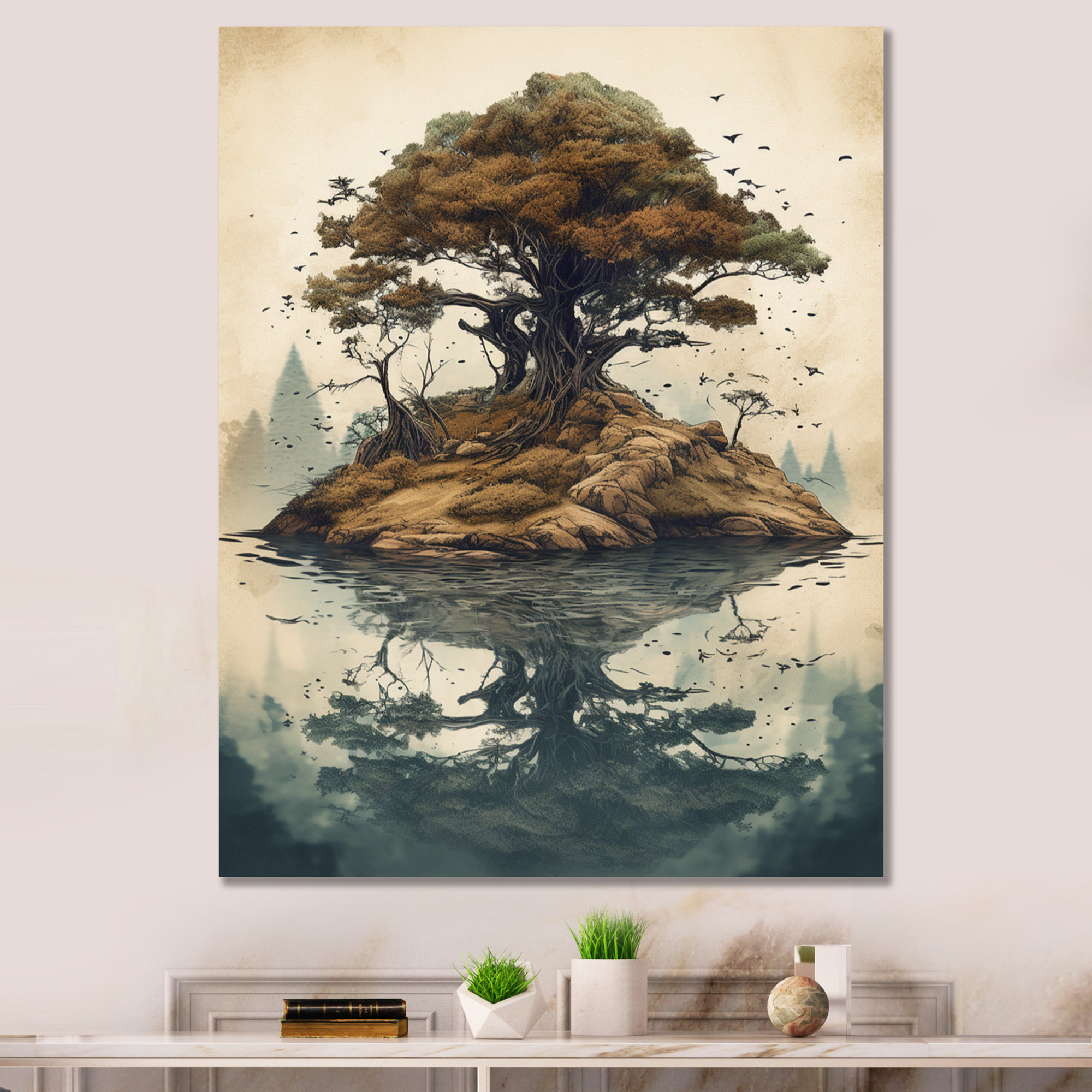 Red Barrel Studio Bonsai Tree Island II - Tree Floral Canvas Print ...