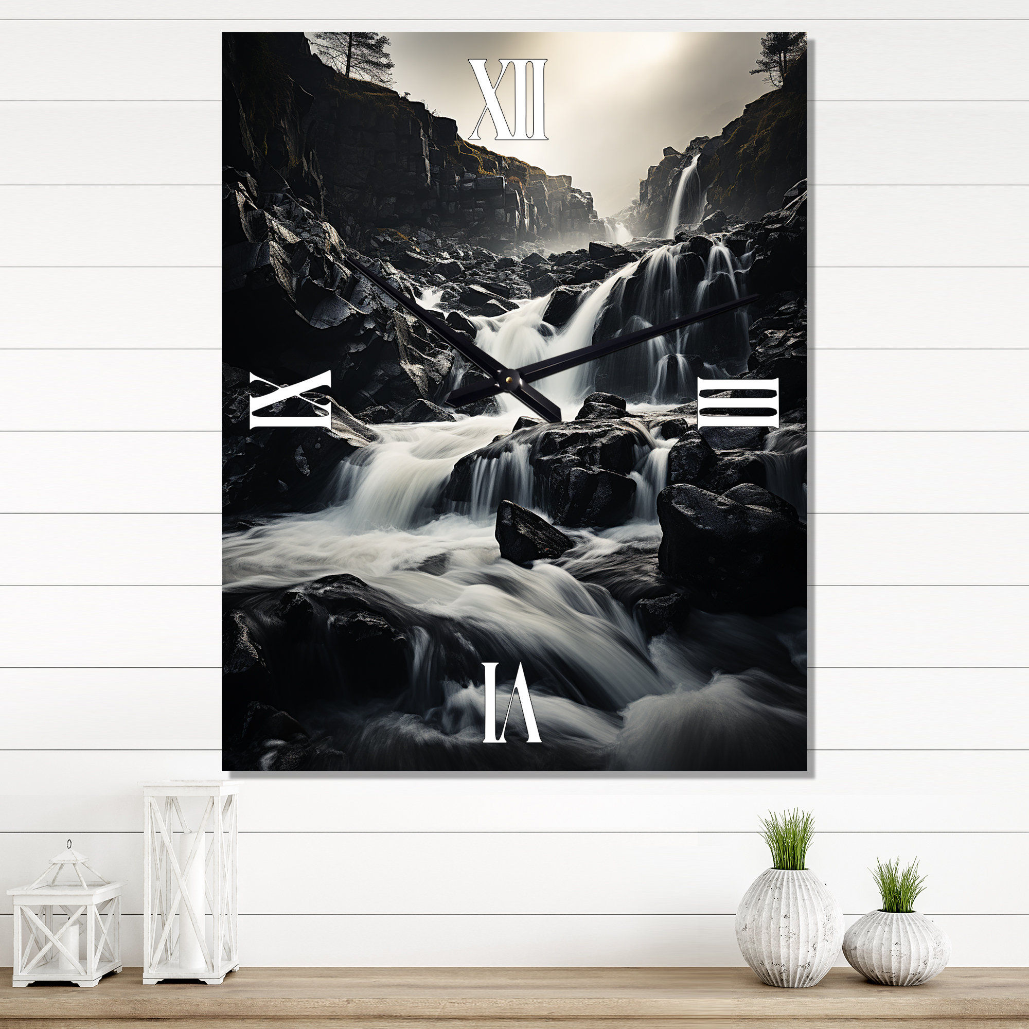 Ivy Bronx Waterfall Ephemeral Cascade II - Landscapes Modern Wall Clock ...