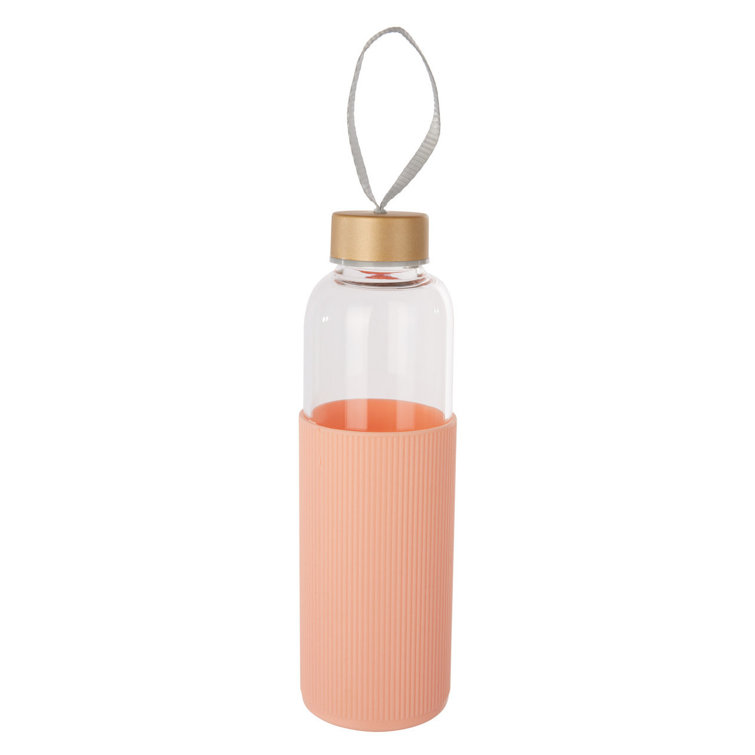 Premier Housewares Mimo Glass Bottle With Peach Pink Silicone Sleeve ...
