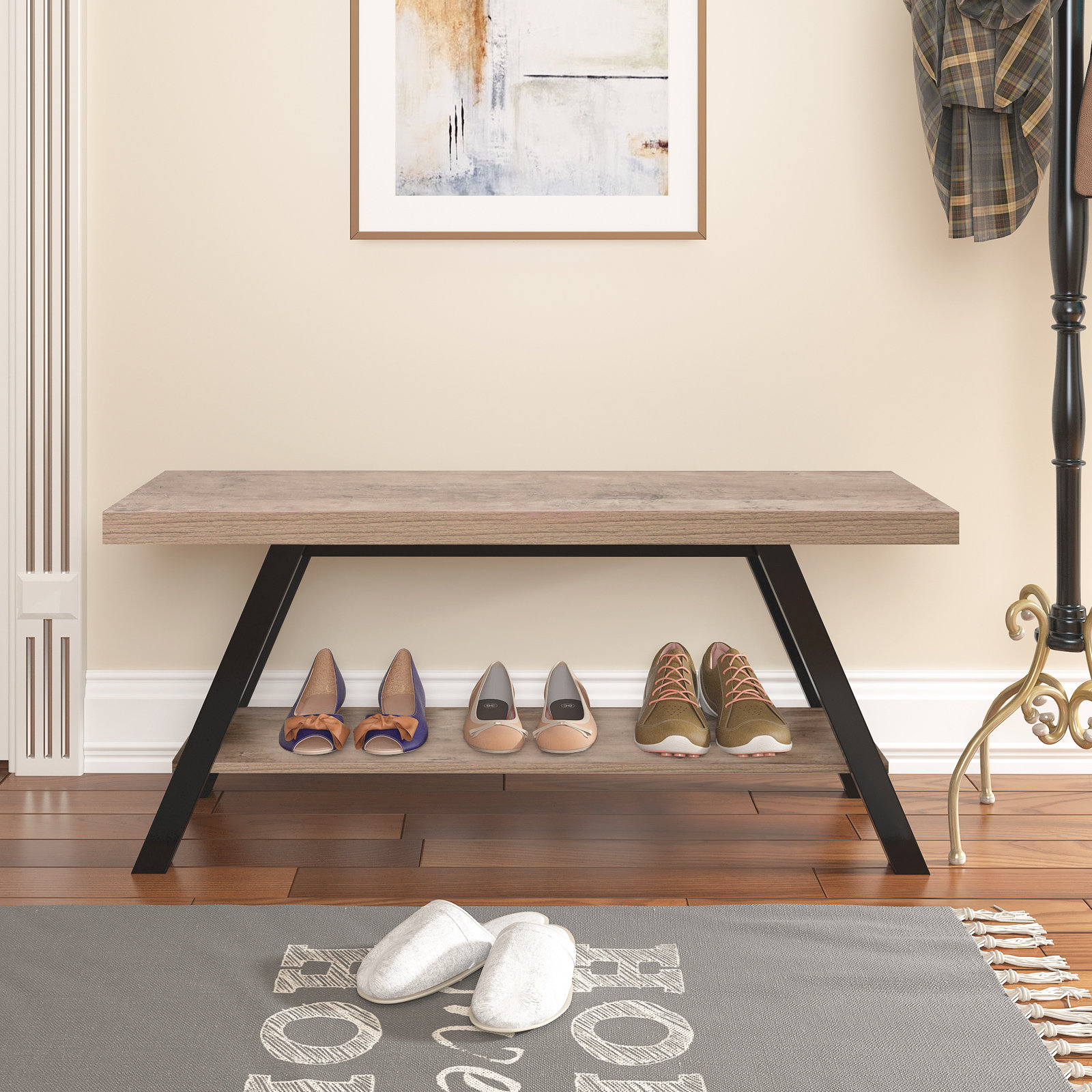 George Oliver Igors Manufacture Wood Shelves Storage Bench & Reviews ...