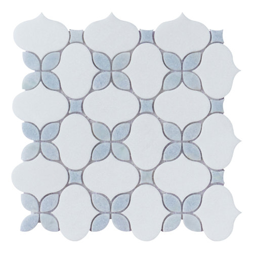 Supreme Tile Clover Bloom 11.82 in. x 11.82 in. Floral Polished Marble ...