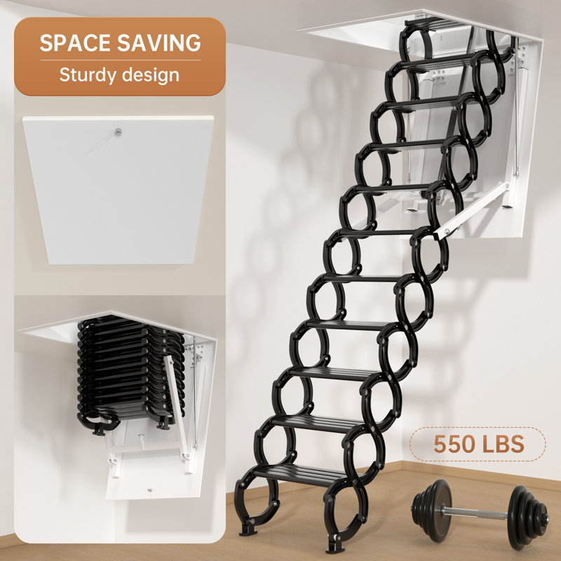Topteng 11.81 Ft 13 - Step Aluminum Folding Attic Step Ladder | Wayfair
