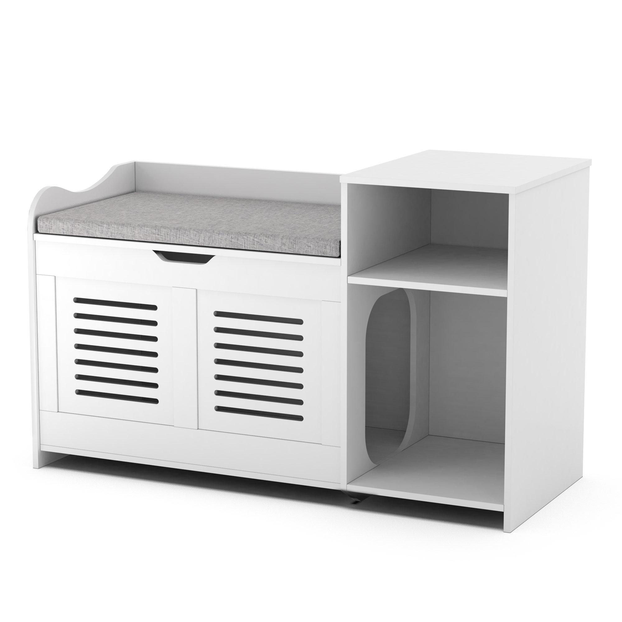 Latitude Run® Cat Litter Box Enclosure With Seat Cushion, Top Opening ...