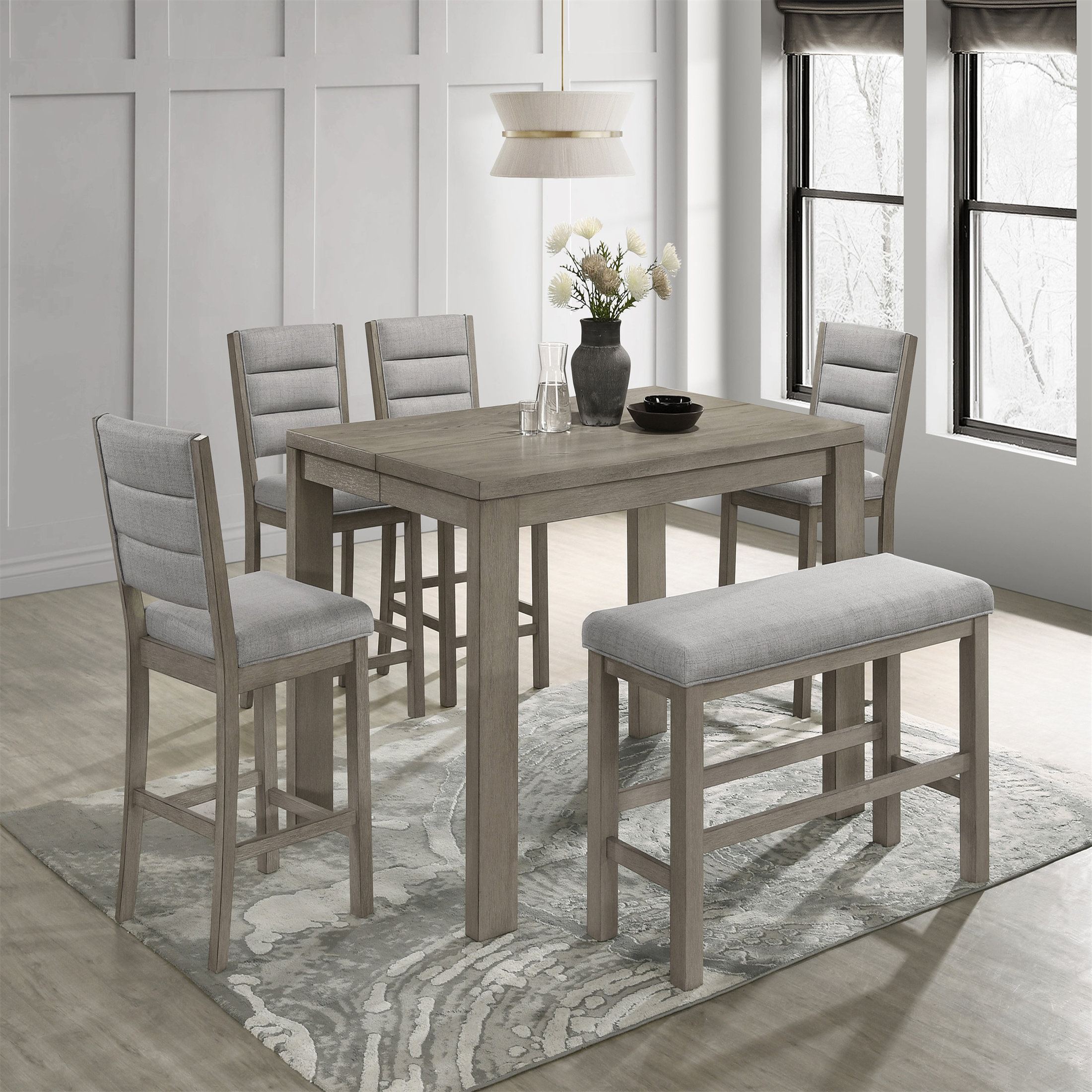 Rosalind Wheeler Connahey 6pc Dining Set Contemporary Farmhouse Style ...