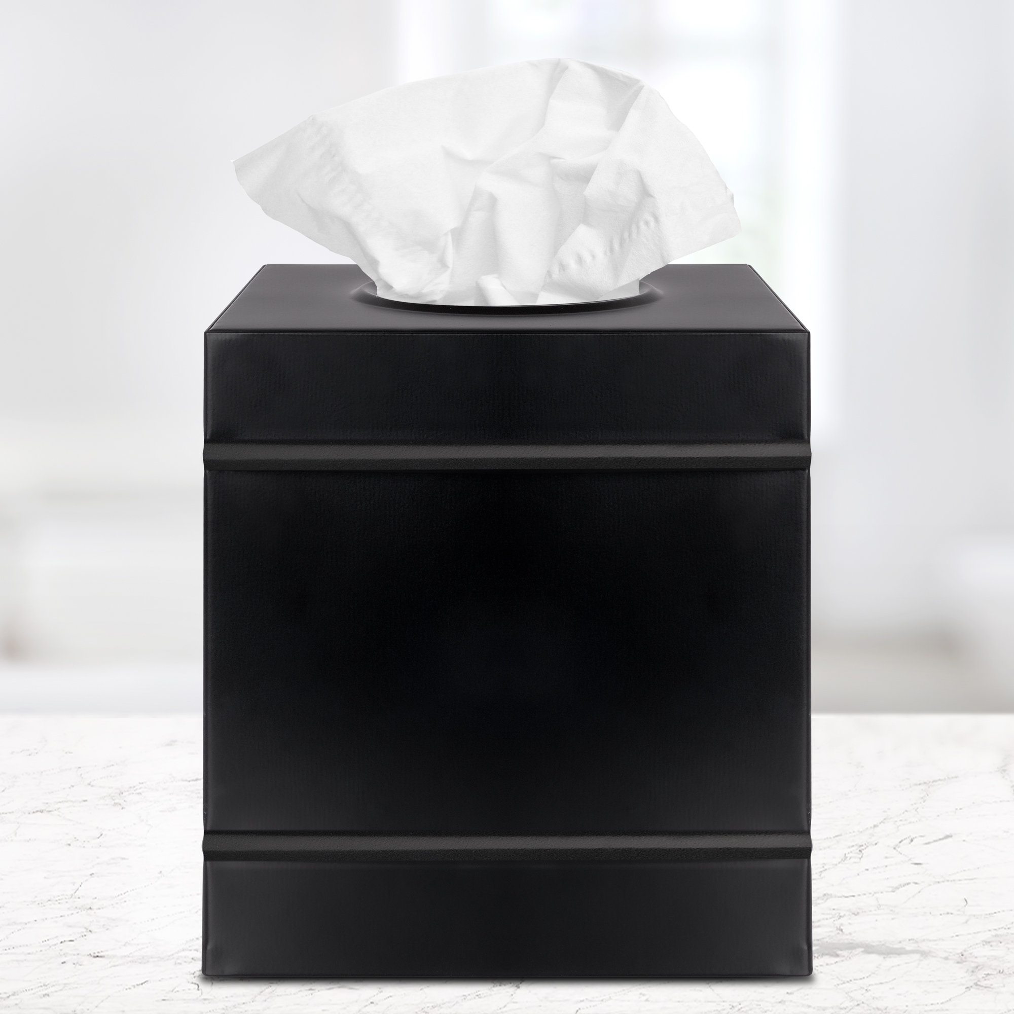 August Grove® Aylanna Matte Black Metal Tissue Box Cover | Wayfair