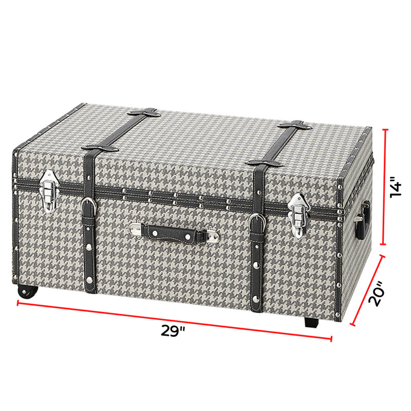 DormCo Texture Brand Designer Trunk with Wheels - Houndstooth Chic ...