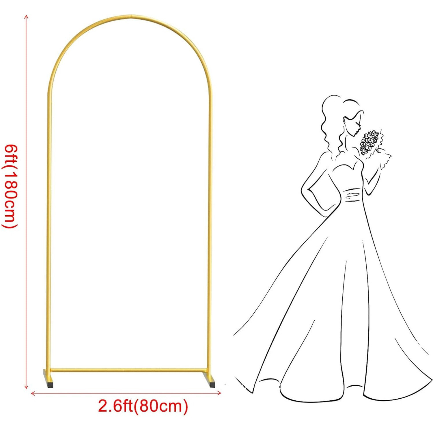 Silodo 6FT Golden Metal Arch Background Frame, Square Balloon Arch ...