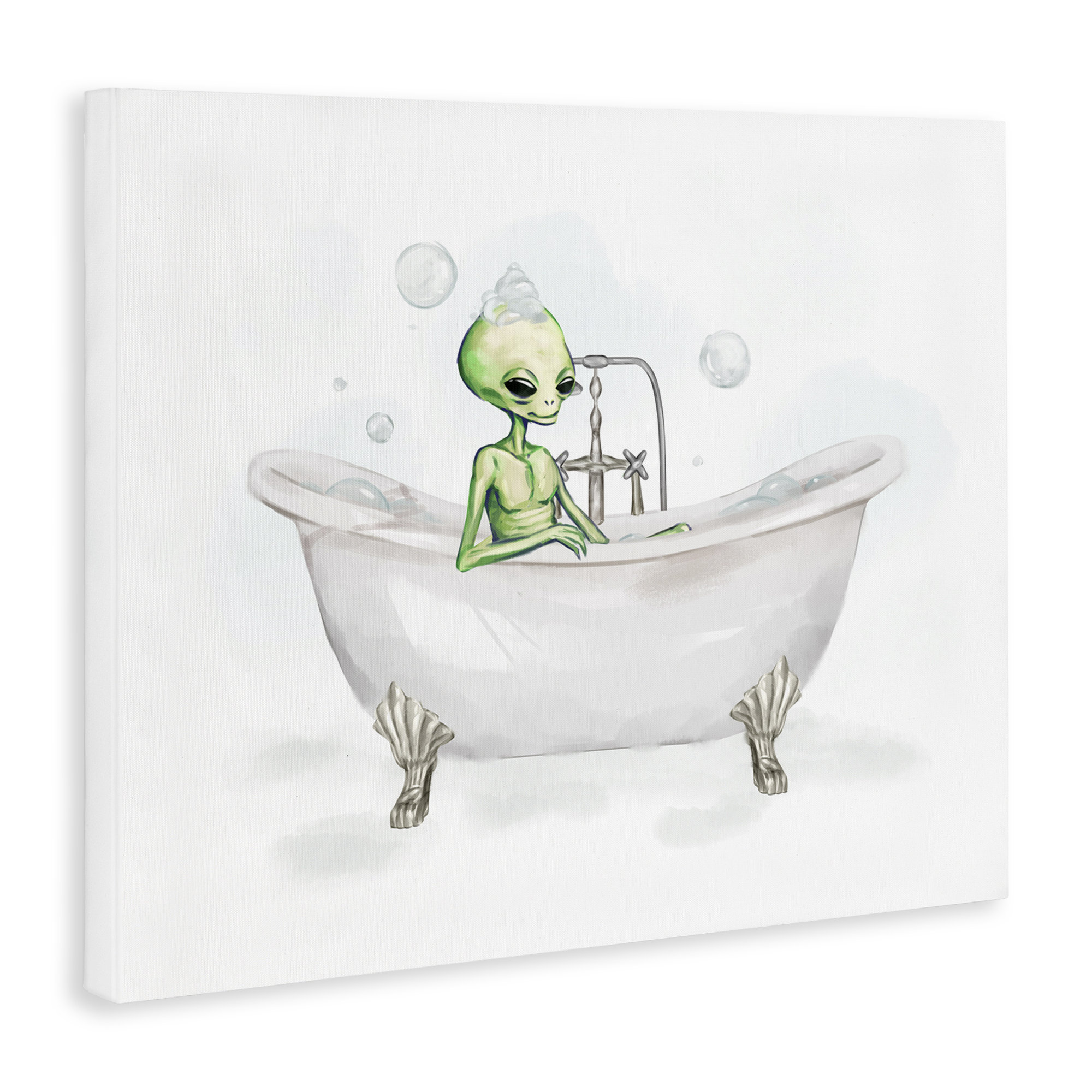 Trinx Alien Bubble Bath Canvas Wall Art by Ziwei Li | Wayfair