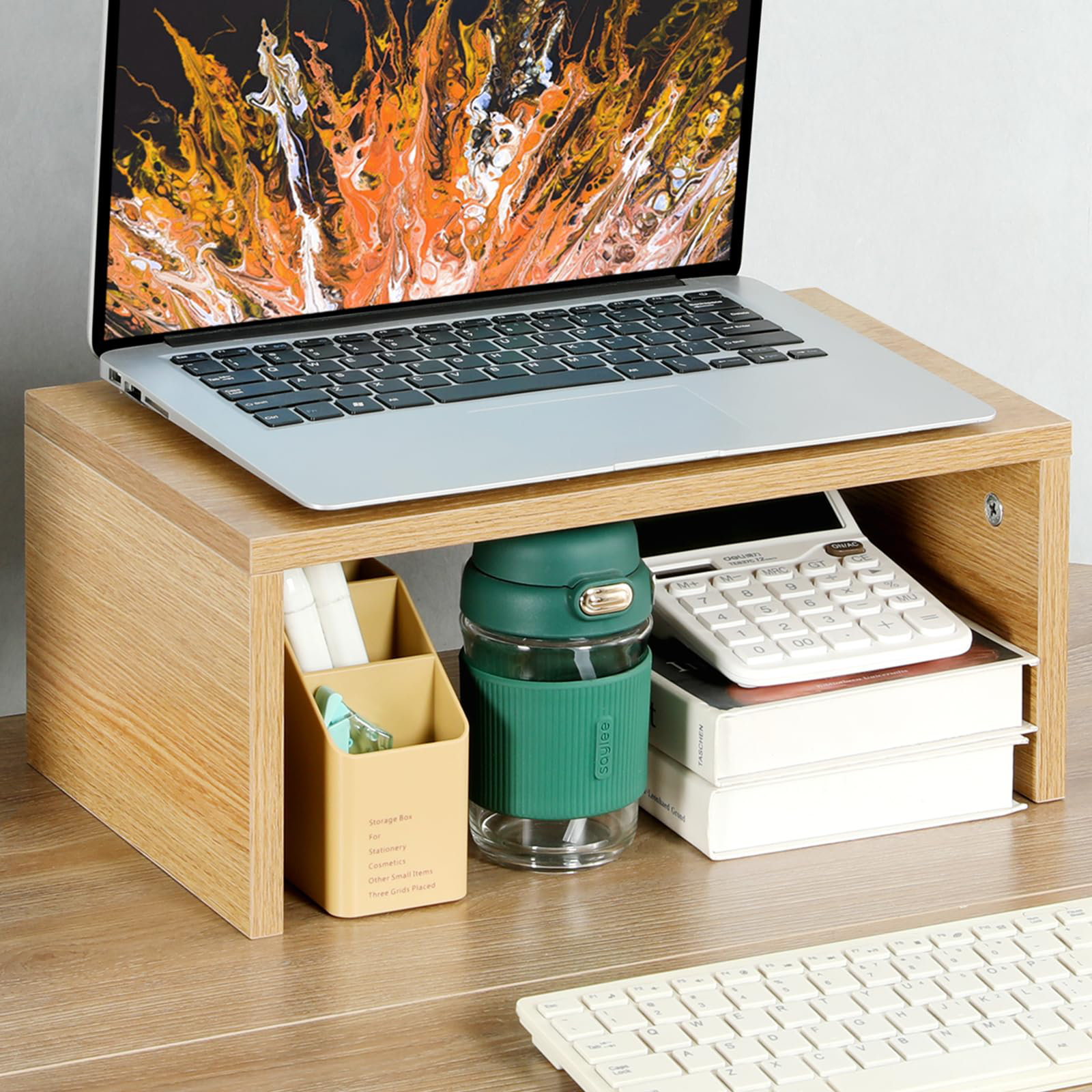 wanmo Higher Monitor Stand Riser, Wood Monitor Riser With Storage For ...