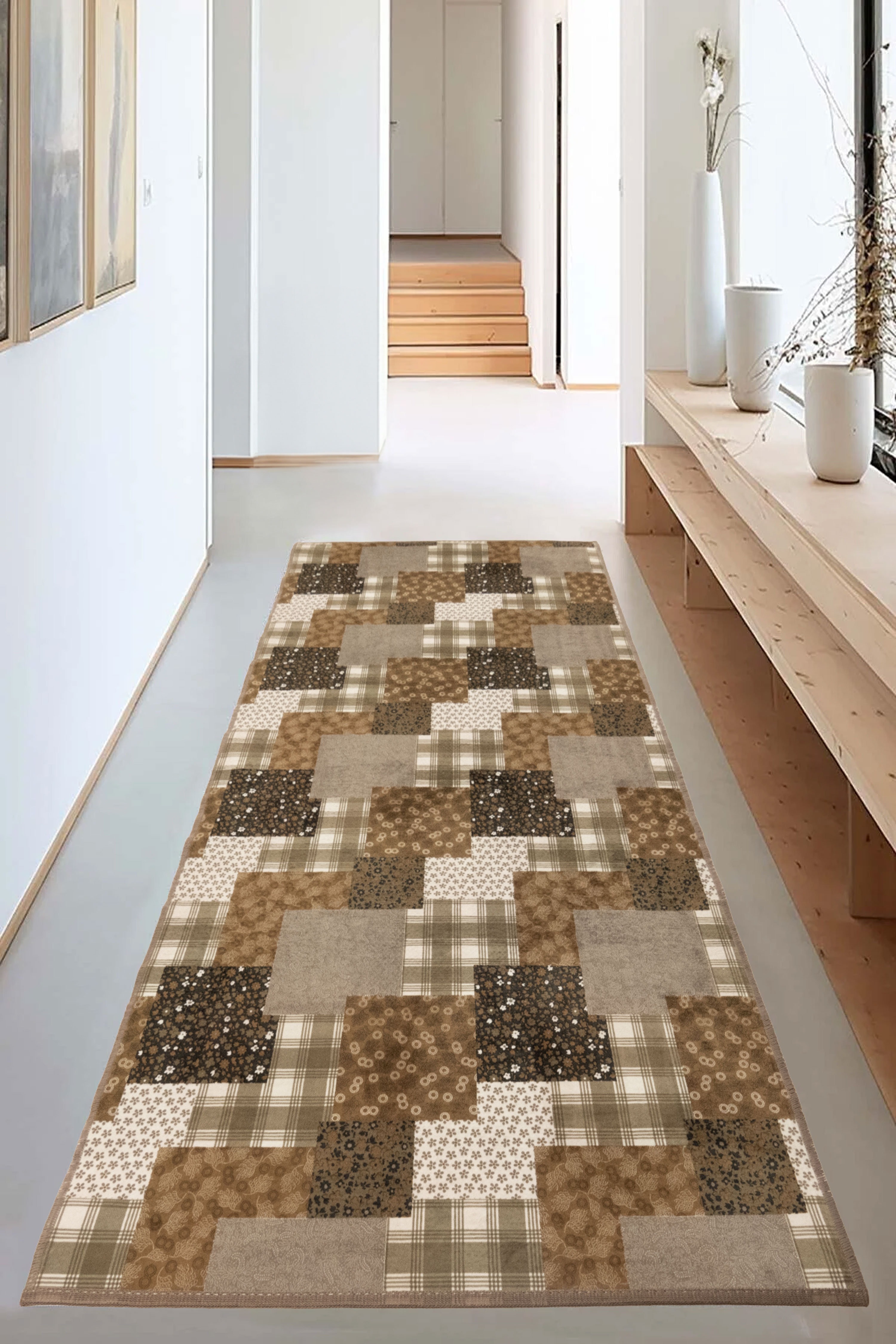 Ebern Designs Slip Resistant No Pile Light Weight Patchwork Design ...